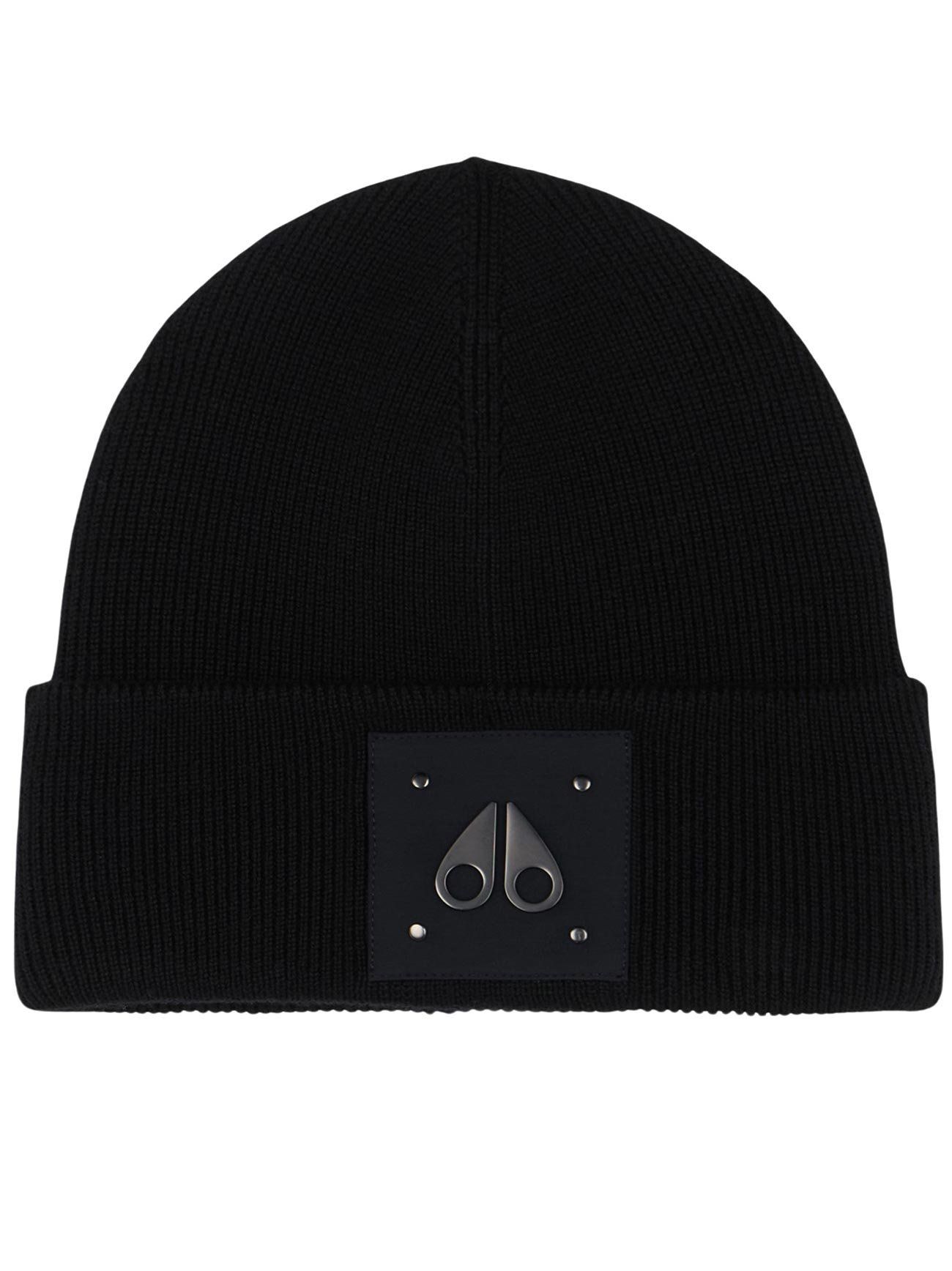 Moose Knuckles Unisex Black Logo Icon Beanie | Designerwear