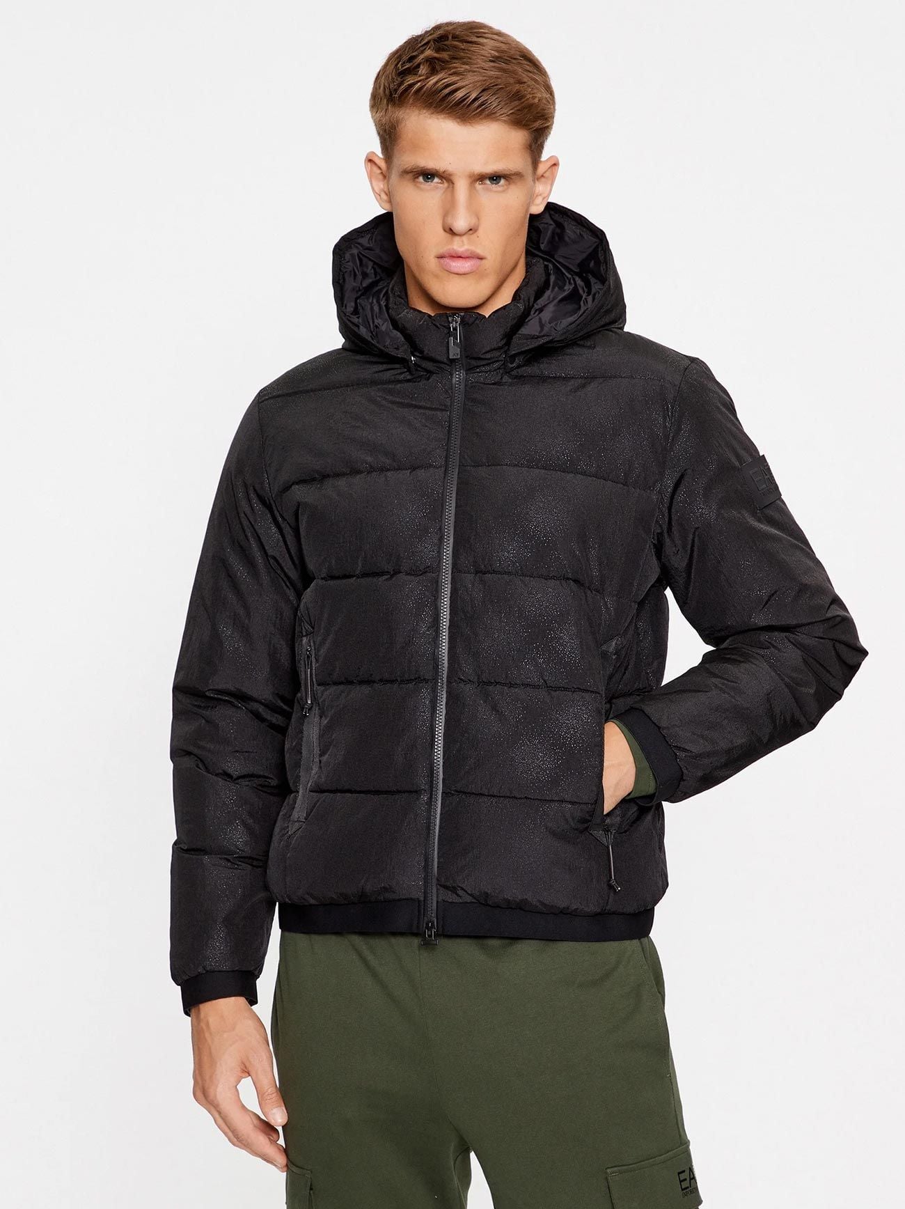 EA7 Mens Black Down Puffer Jacket | Designerwear