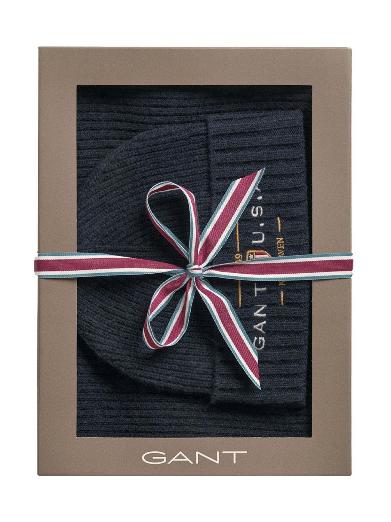 GANT Evening Blue Banner Shield Beanie and Scarf Gift Set ...