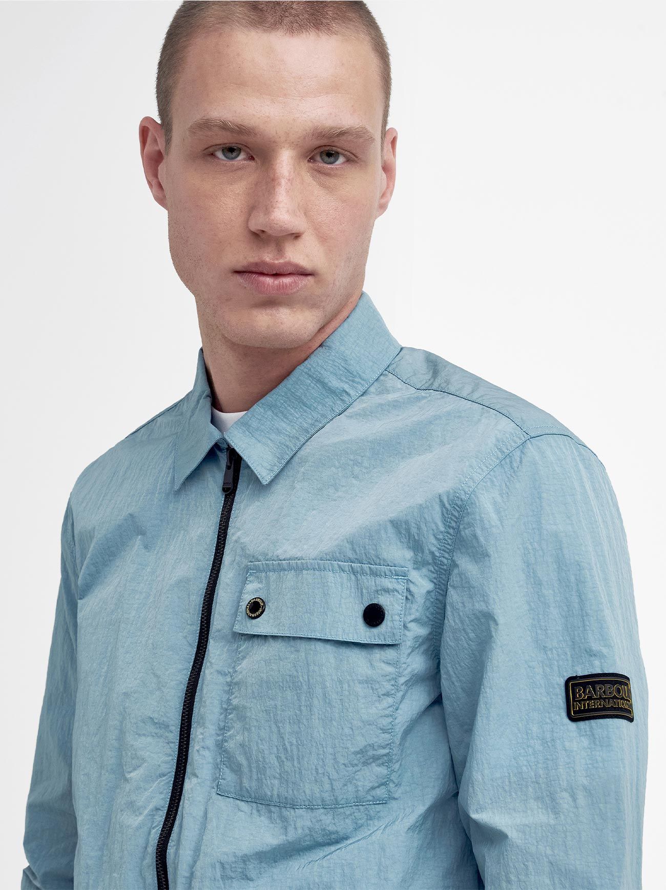 Barbour Mens Concrete Blue Inline Overshirt | Designerwear