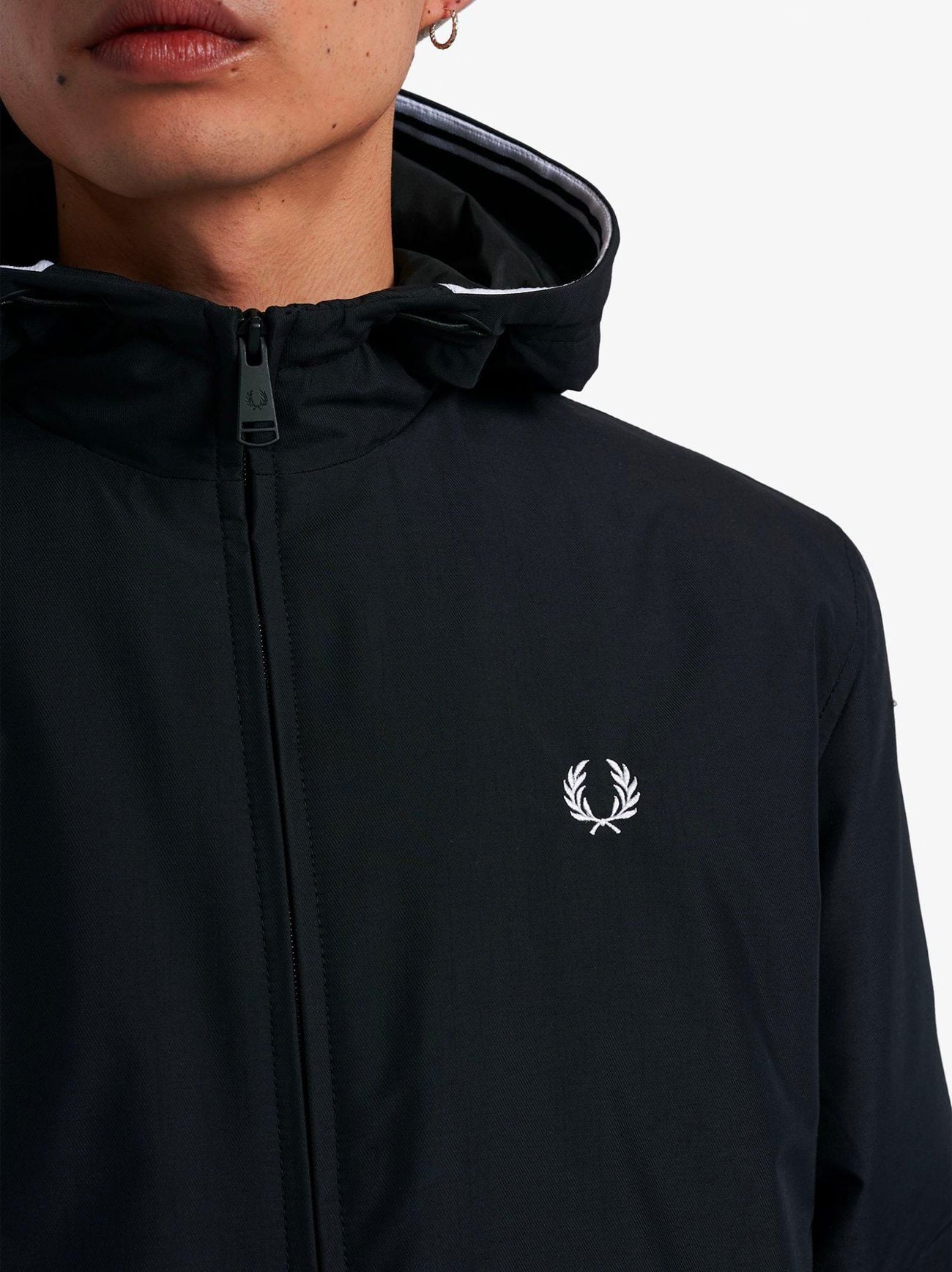 Fred Perry Black Padded Hooded Brentham Jacket | Designerwear | Buy Now ...