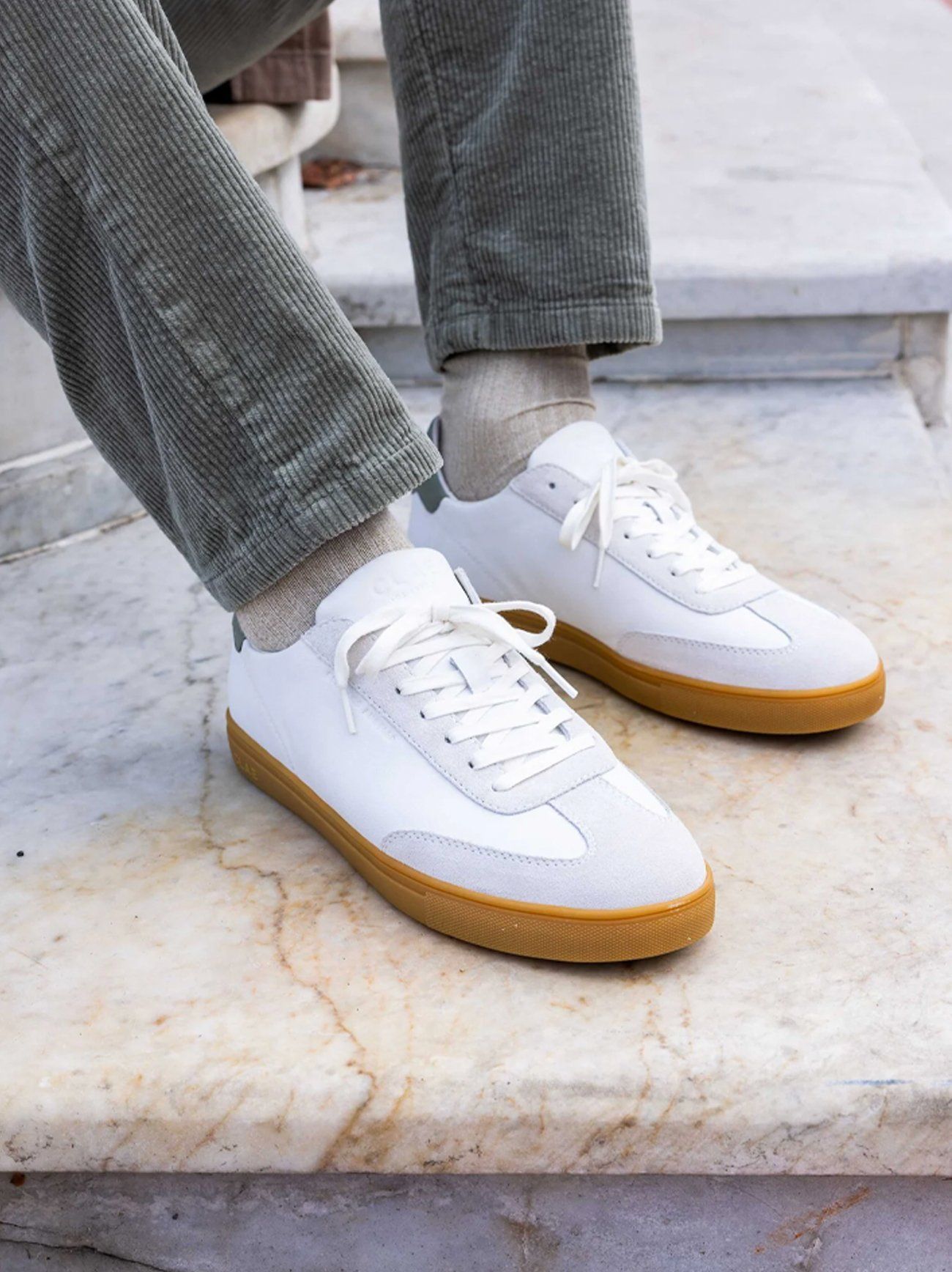 CLAE Footwear Mens White Tea Light Gum Deane Trainer | Designerwear