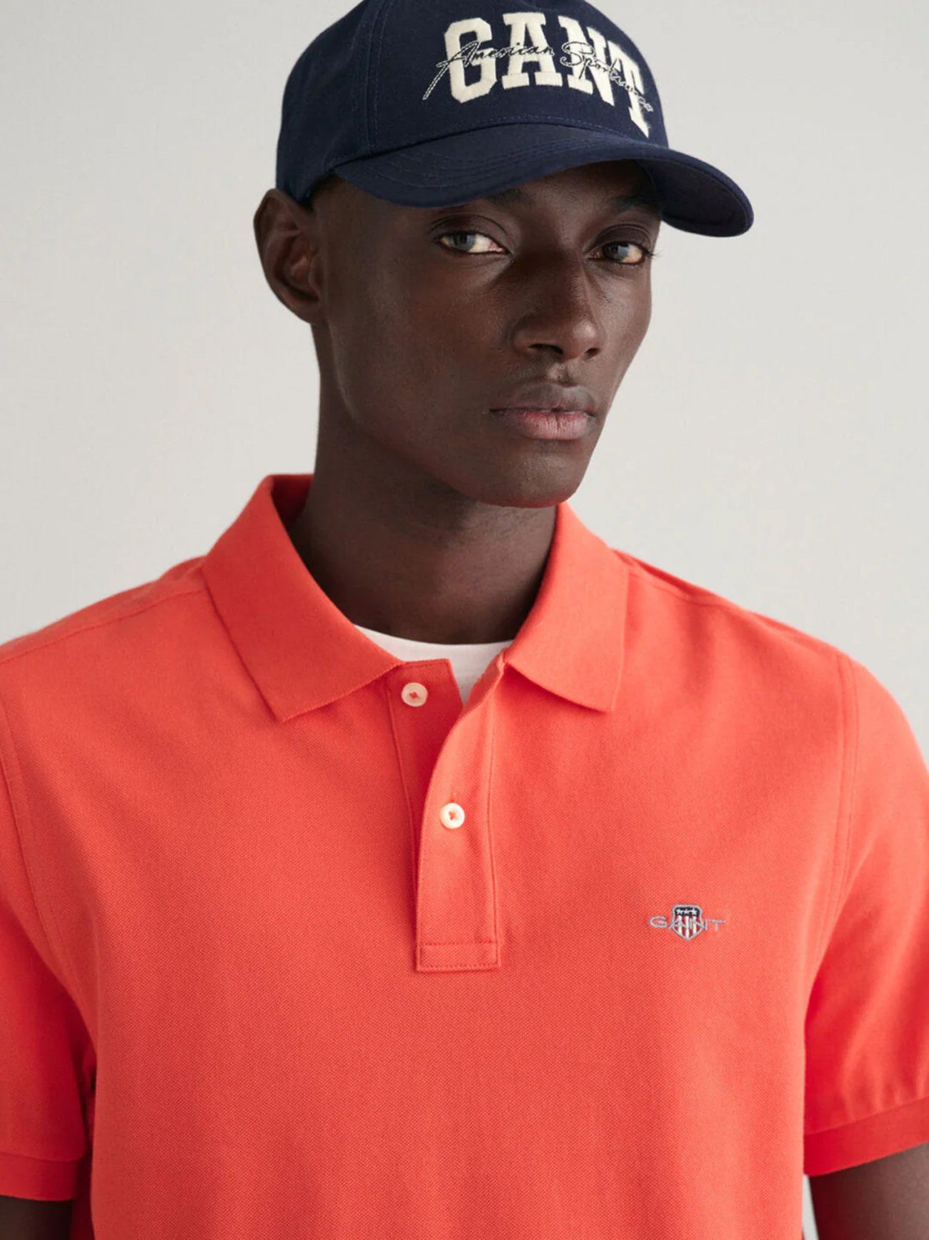 Gant Mens Burnt Orange Shield Logo Pique Polo Shirt | Designerwear