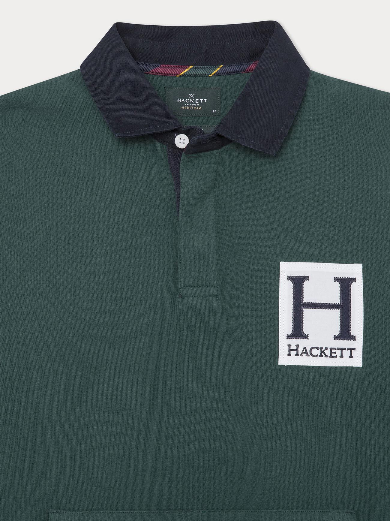 Hackett Mens Forest Night Green Heritage 'H' Rugby Shirt | Designerwear