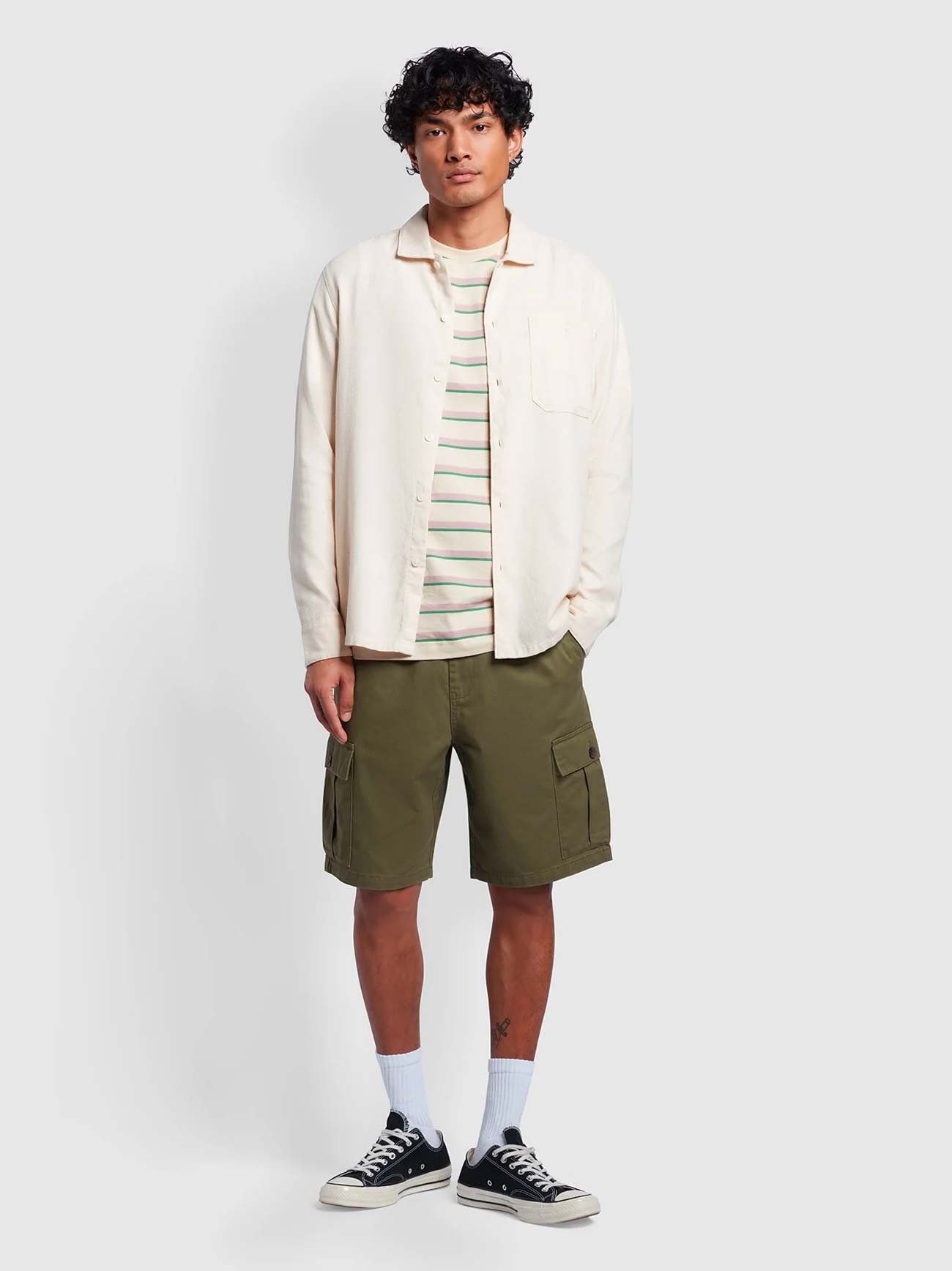 Farah Mens Cream Campbell Overshirt | Designerwear