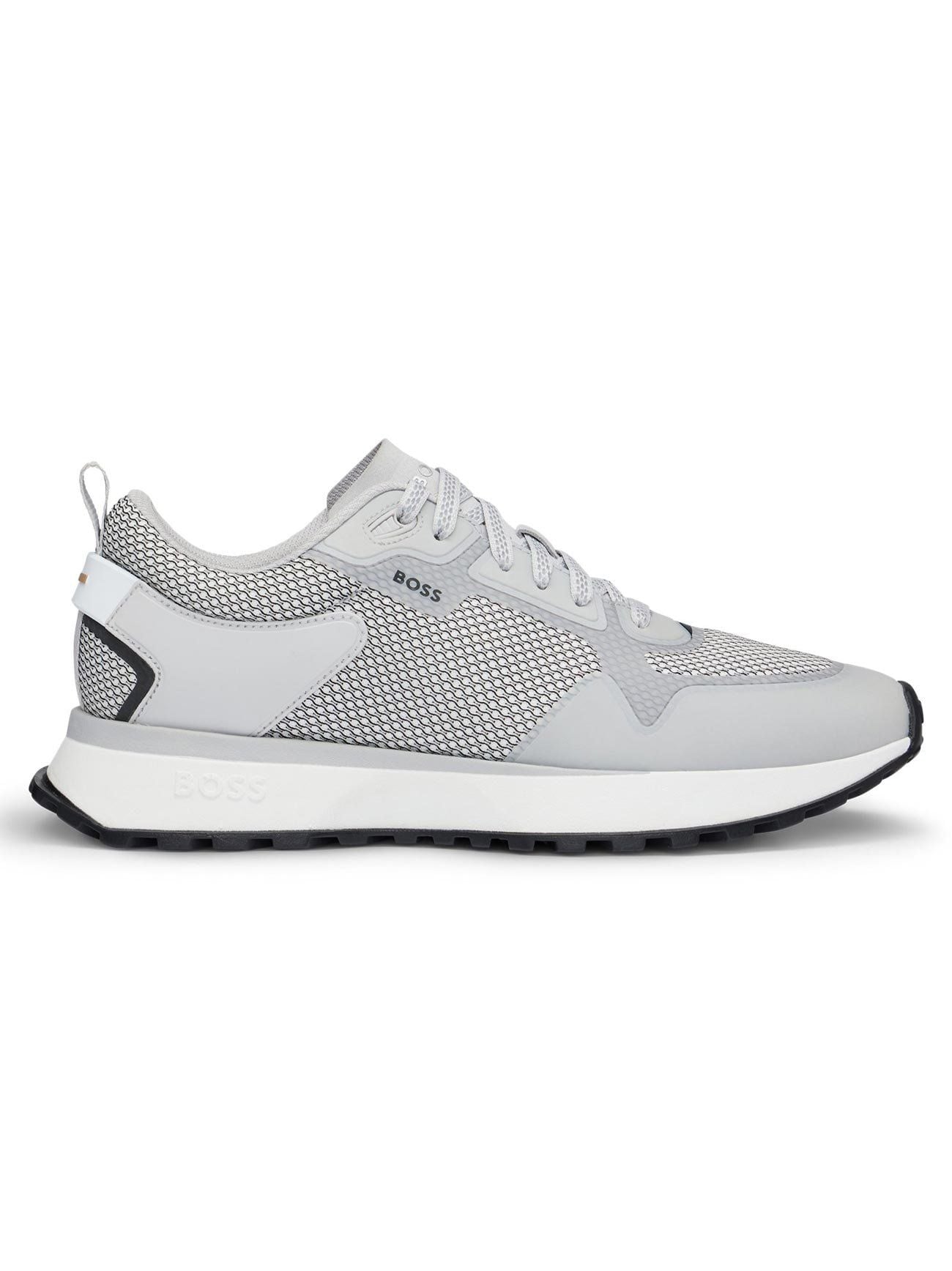 BOSS Mens Open White Jonah Runn Mesh Trainer | Designerwear