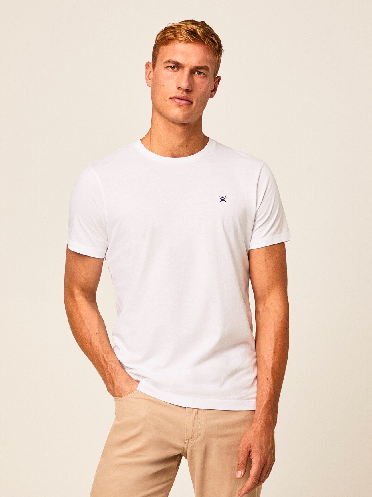 Hackett Mens White Embroidered Logo T-Shirt | Designerwear