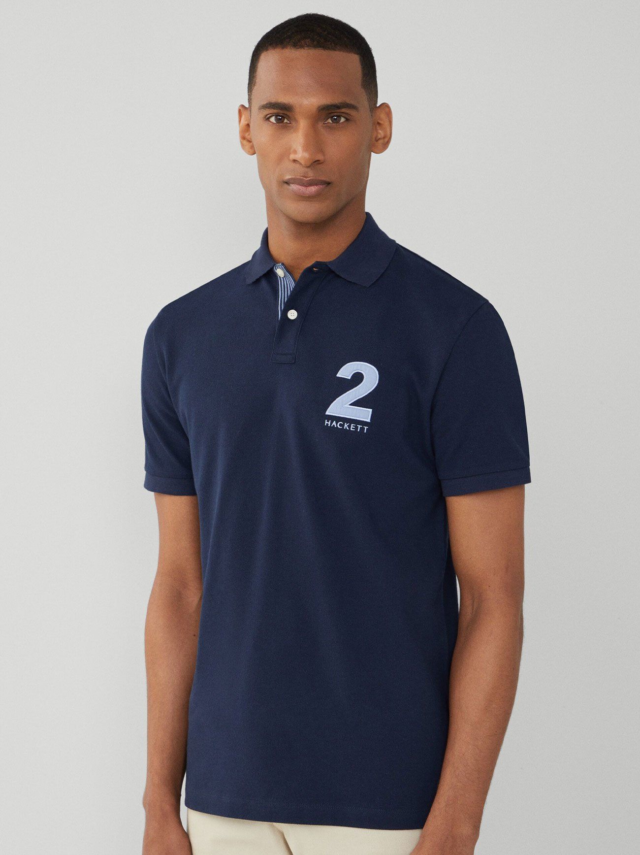 Hackett Mens Navy Heritage Number Polo Shirt | Designerwear