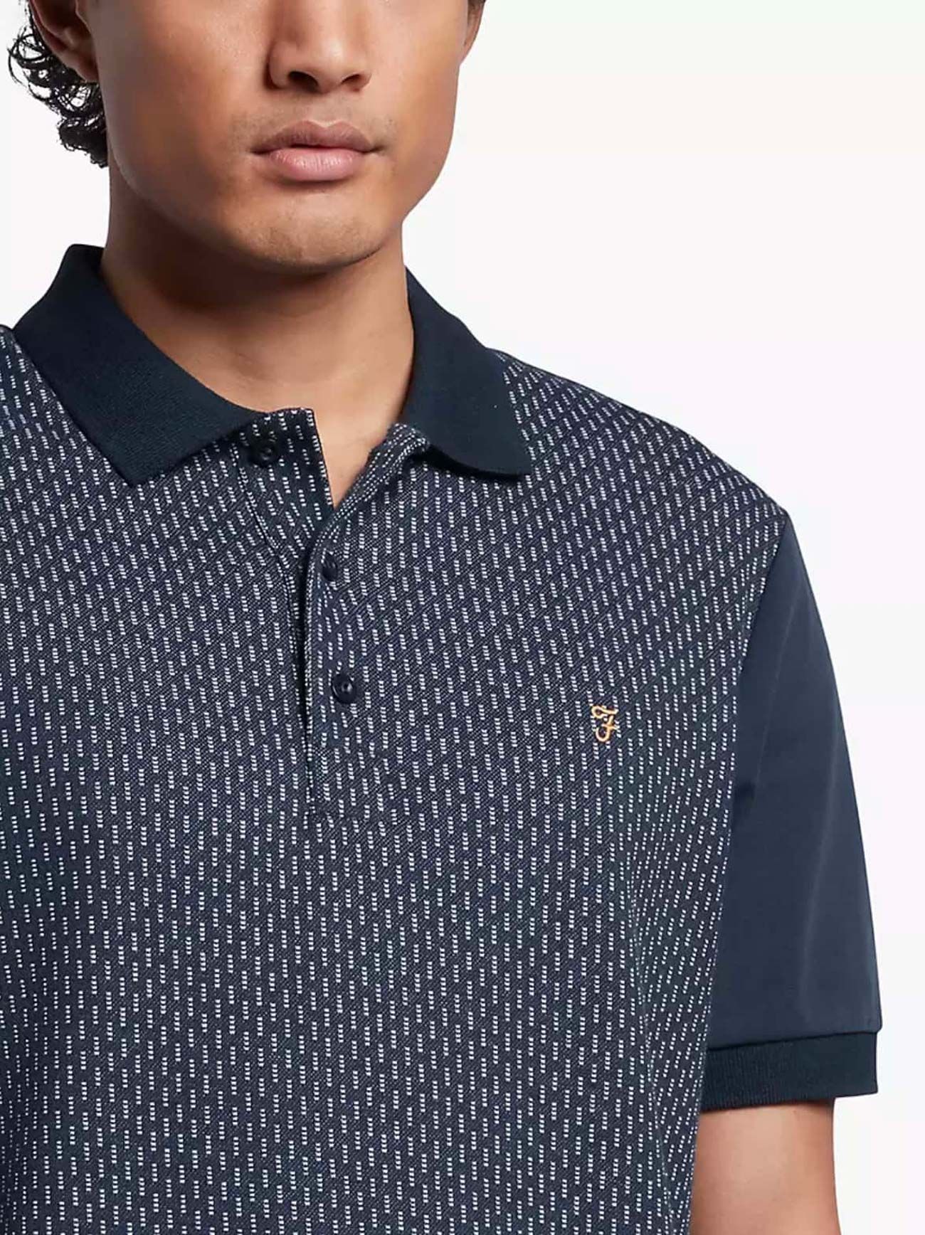 Farah Mens True Navy Kentucky Jaquard Polo Shirt | Designerwear