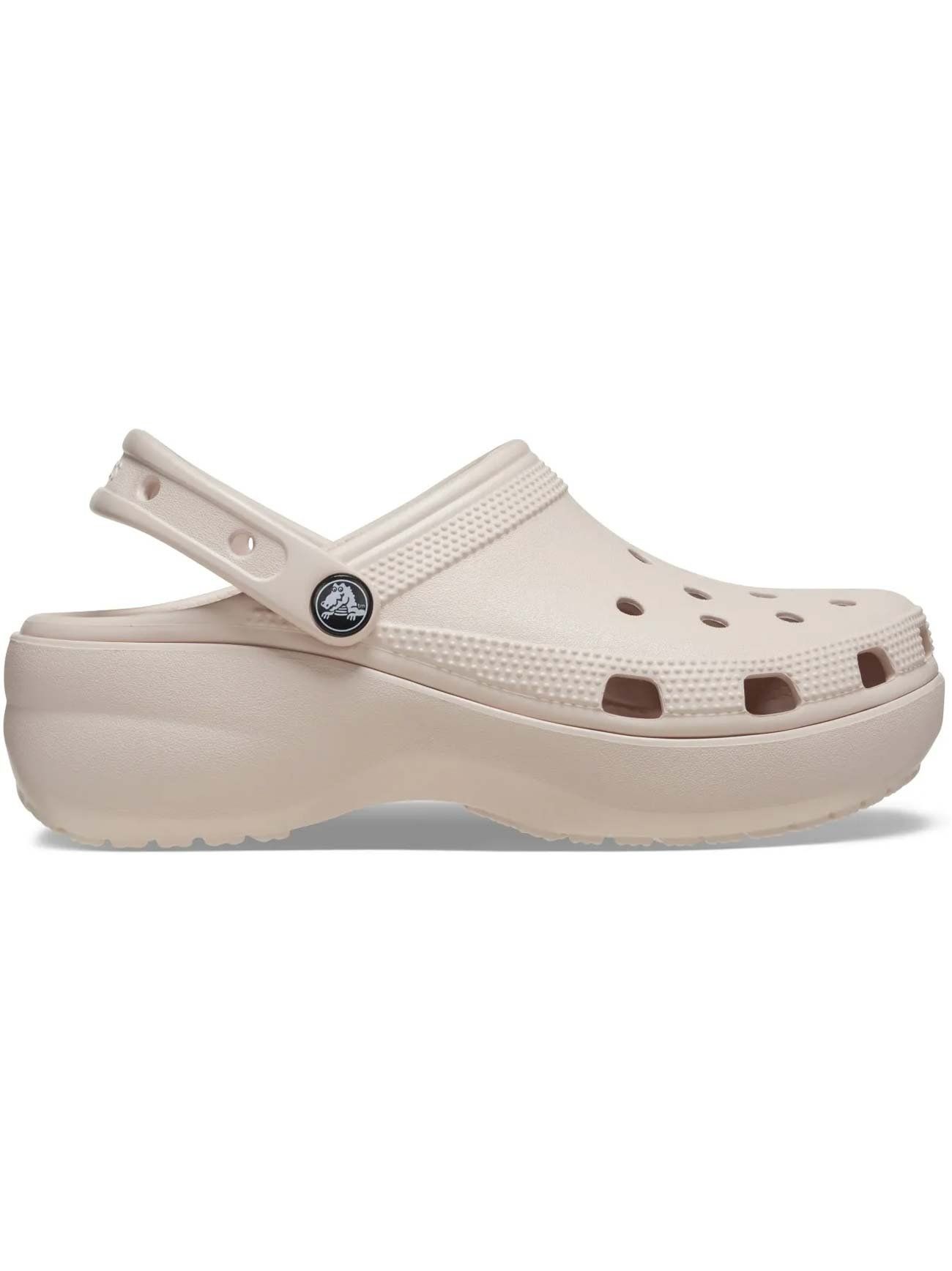 Crocs Womens White Quartz Classic Platform Clog | Designerwear