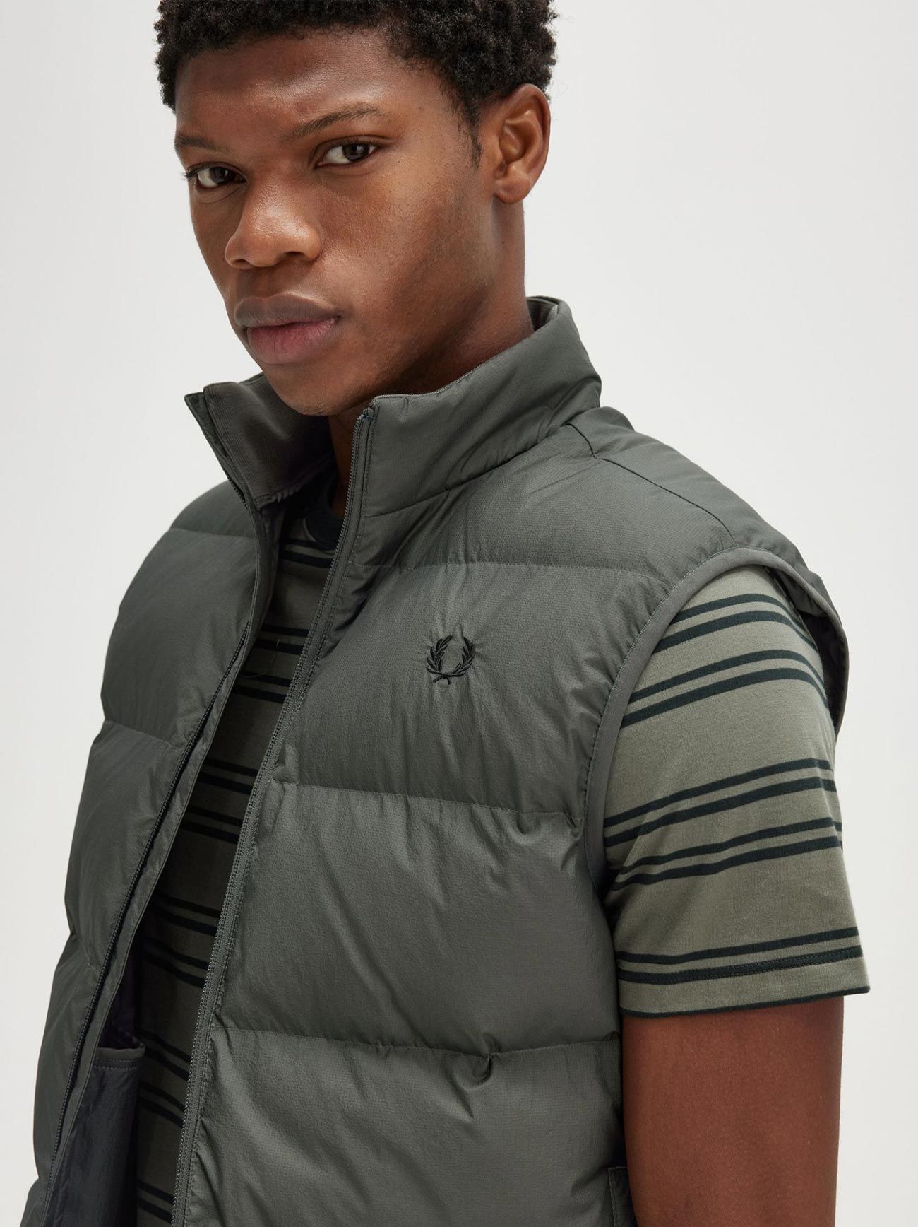 Fred Perry Mens Field Green Insulated Gilet | Designerwear
