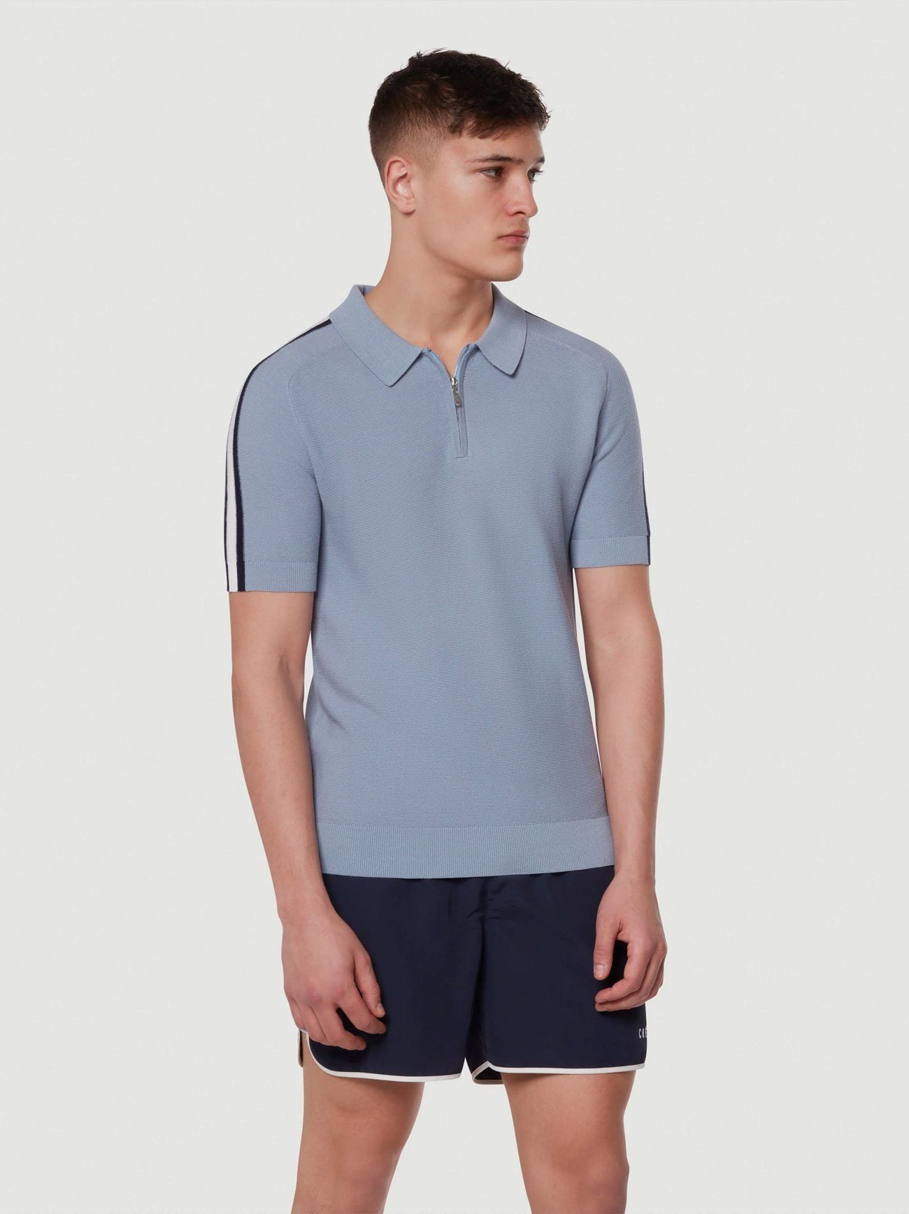 CHÉ Mens Powder Blue Harlow Polo Shirt | Designerwear