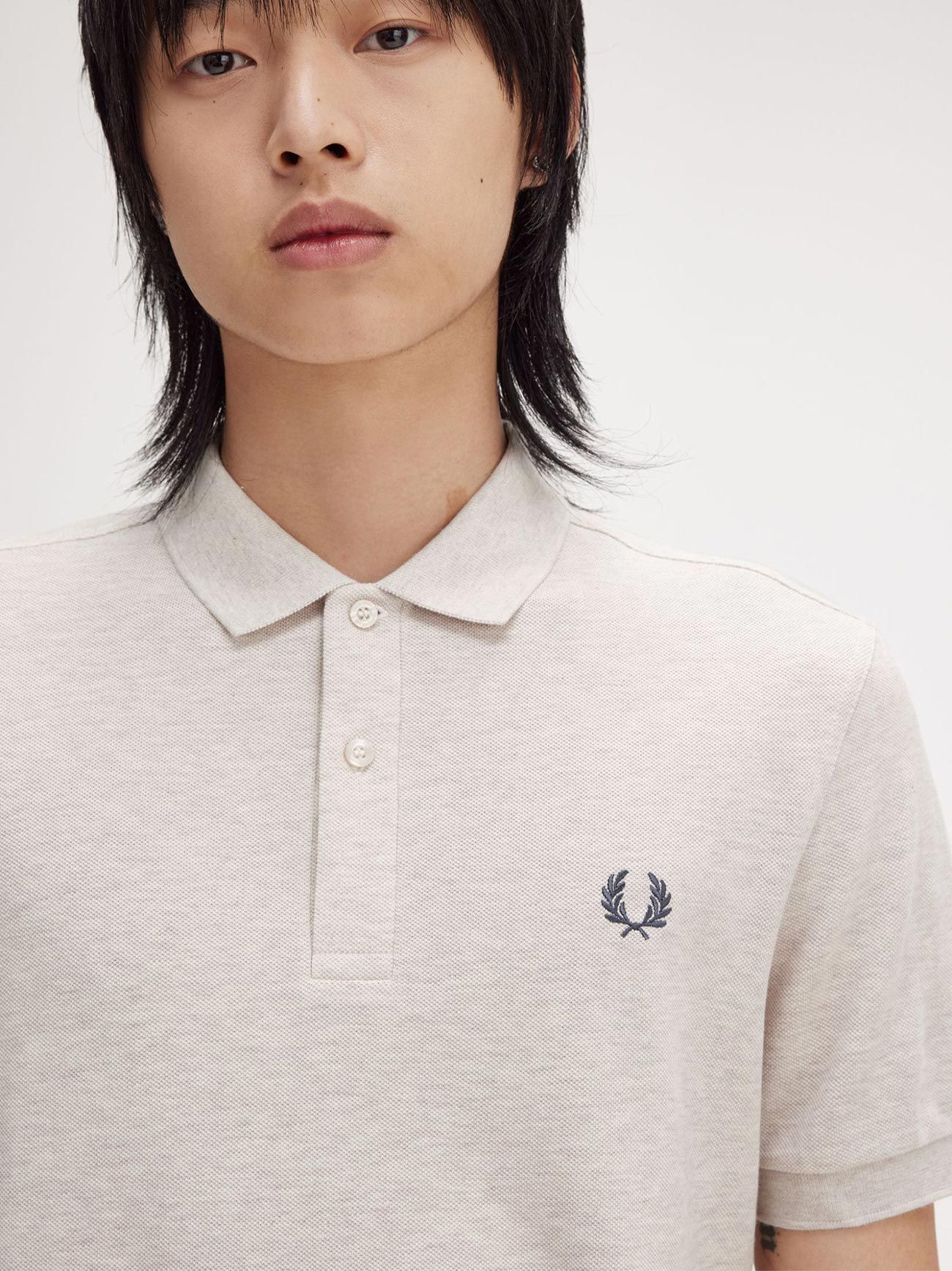 Fred Perry Mens Porridge Marl Anchor Grey Plain Logo Polo Shirt ...