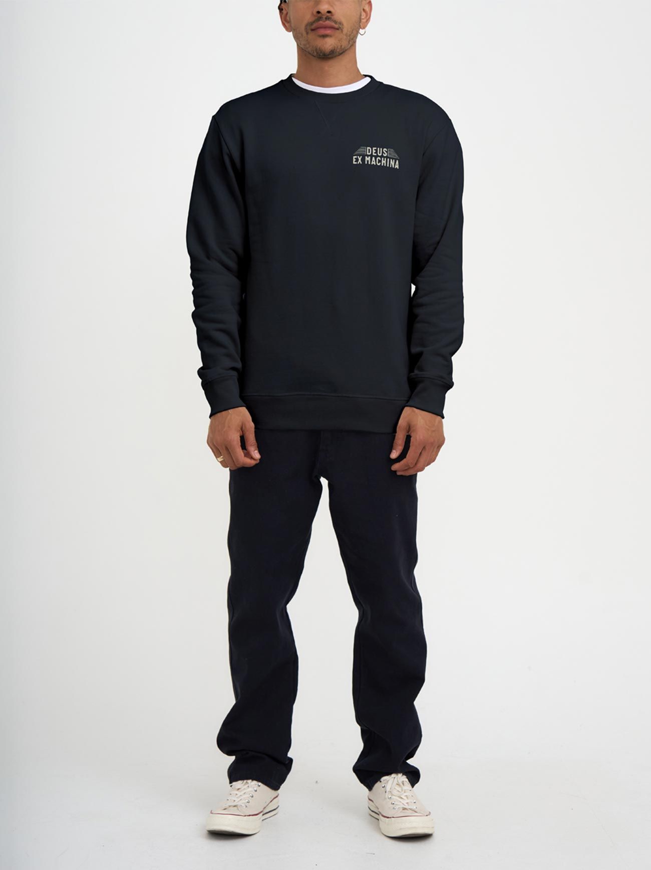 Deus Ex Machina Mens Navy Fender Crew Neck Sweatshirt | Designerwear