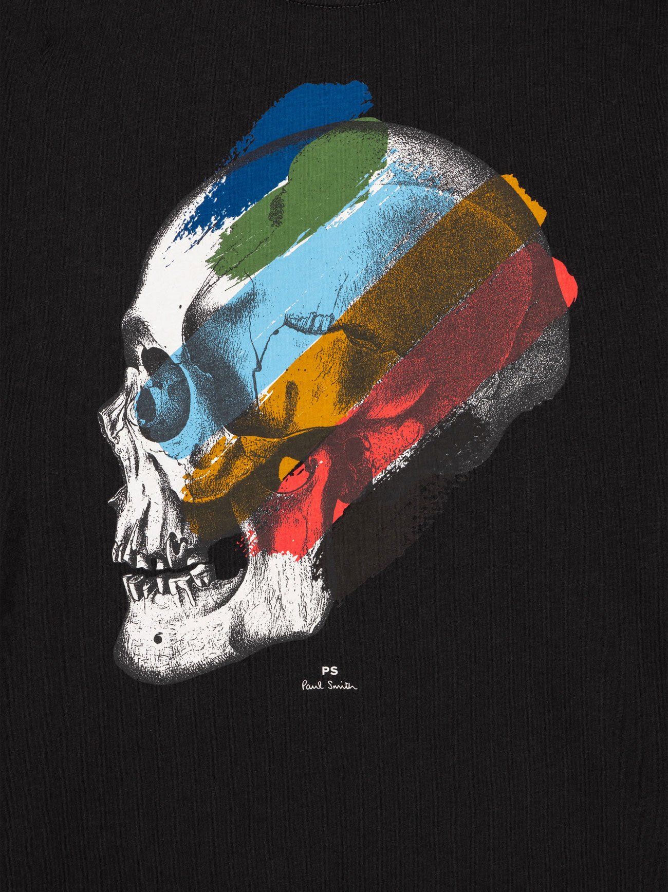Paul Smith Mens Black Regular Fit Striped Skull T-Shirt | Designerwear