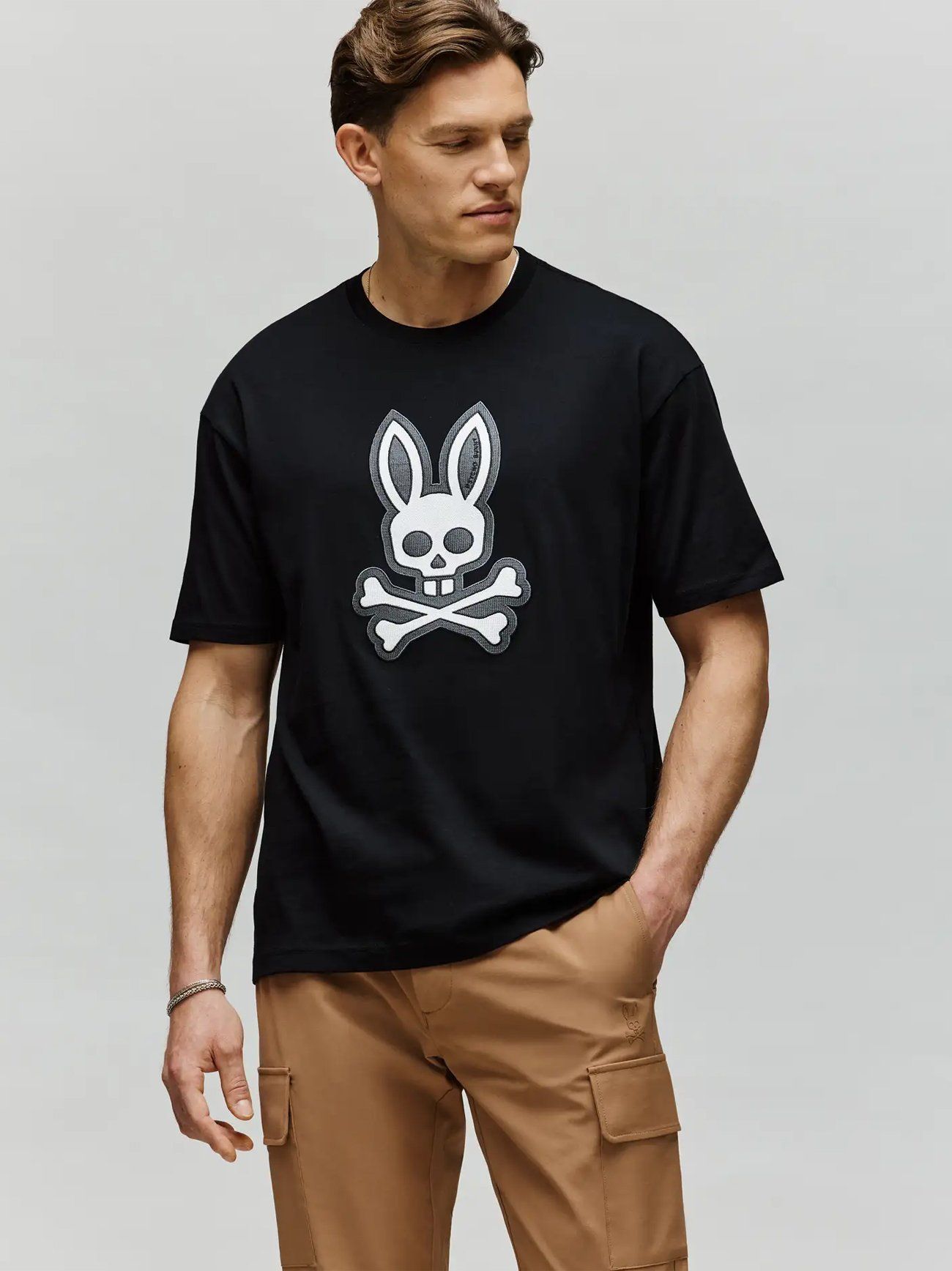 Psycho Bunny Mens Black Ryder Relaxed Fit T-Shirt | Designerwear