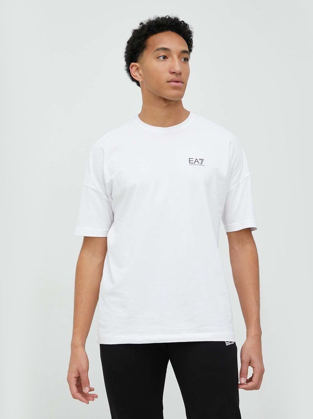 EA7 White Logo T-Shirt | Designerwear | Hassle Free Returns