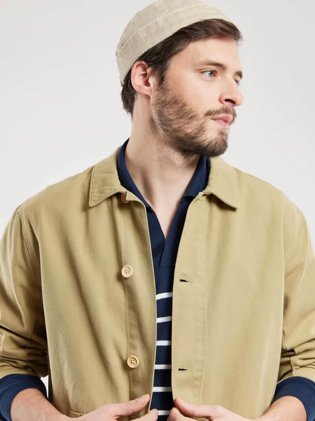 Armor Lux Mens Pale Olive Heritage Fisherman Jacket | Designerwear