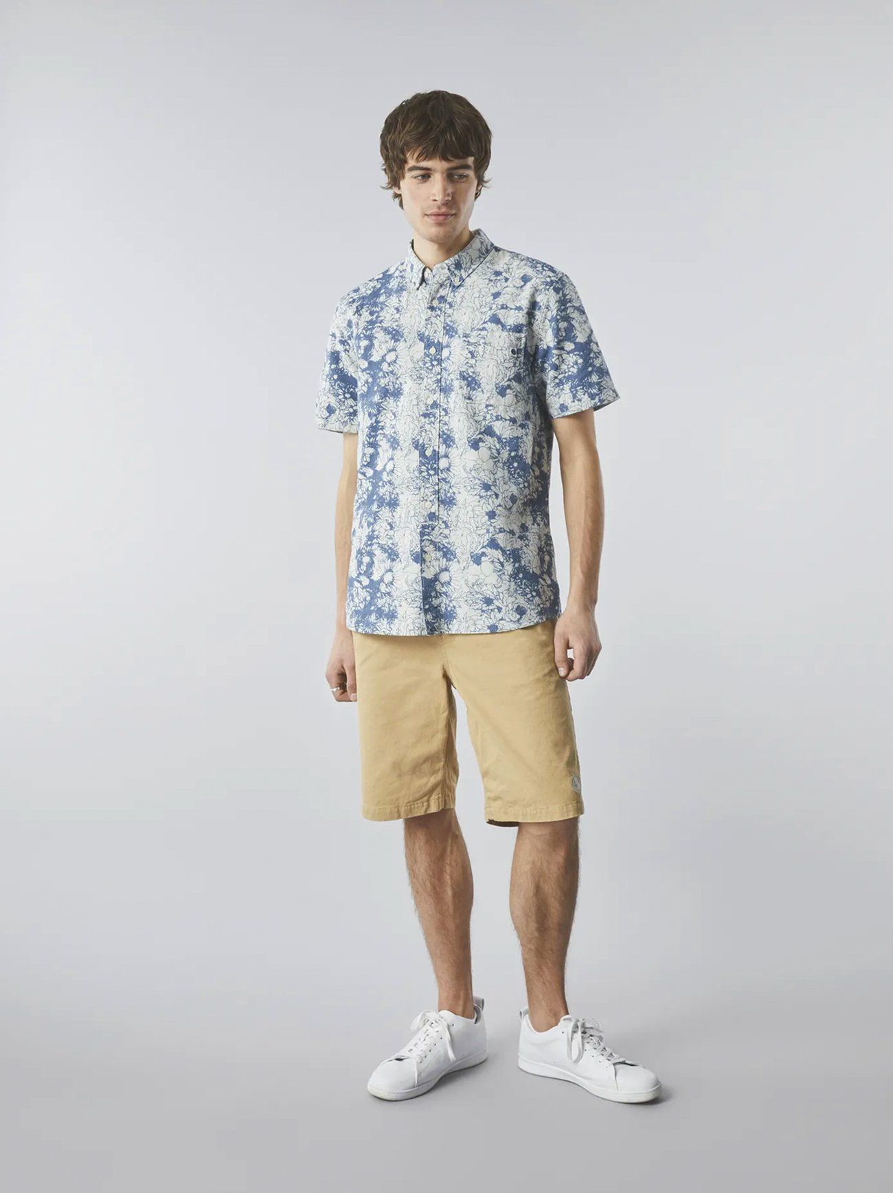 Pretty Green Mens Blue Randall Denim Short Sleeve Shirt | Designerwear