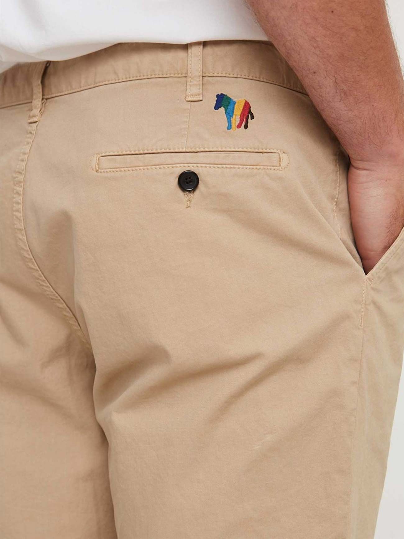 Paul Smith Mens Light Beige Broad Stripe Zebra Short | Designerwear