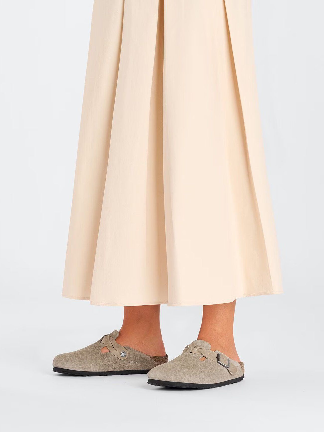 Birkenstock Womens Taupe Boston Braided Clog | Designerwear