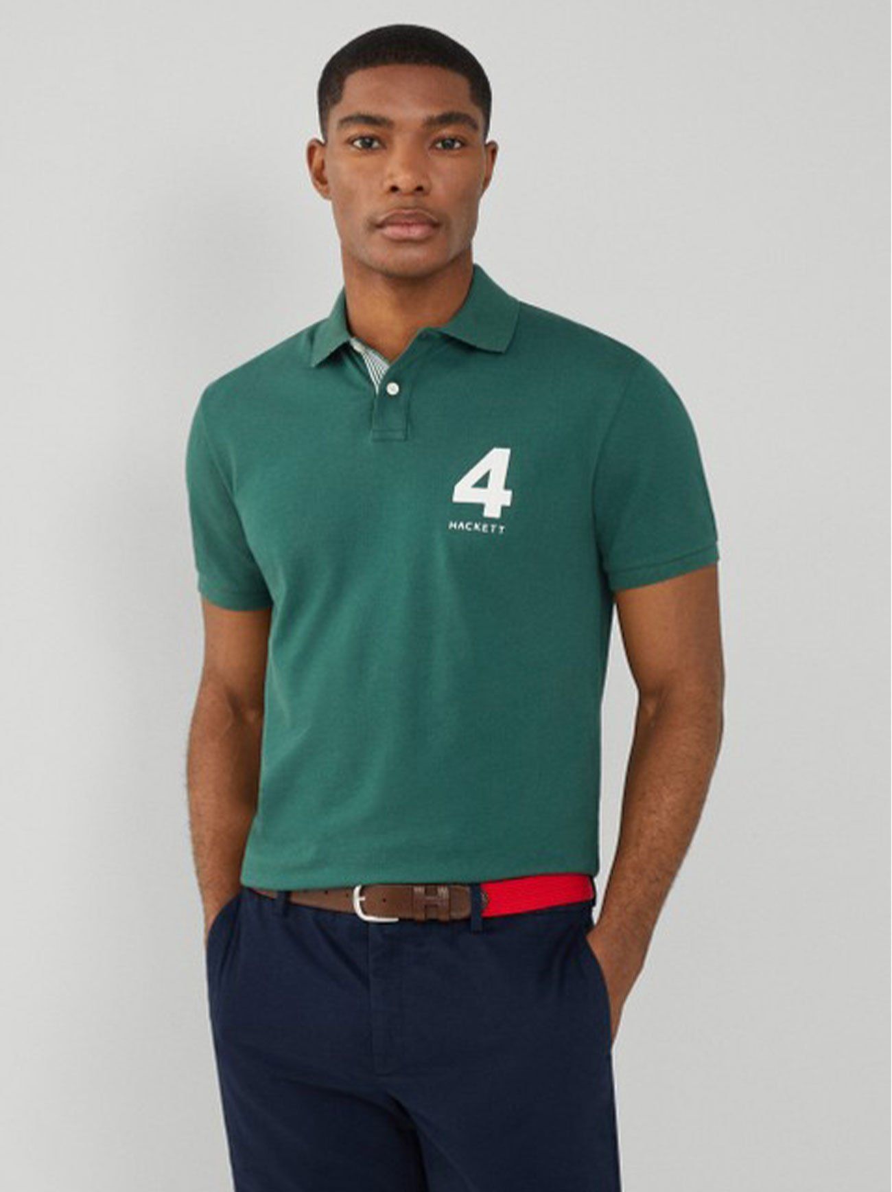 Hackett Mens Green Heritage Number Polo Shirt | Designerwear