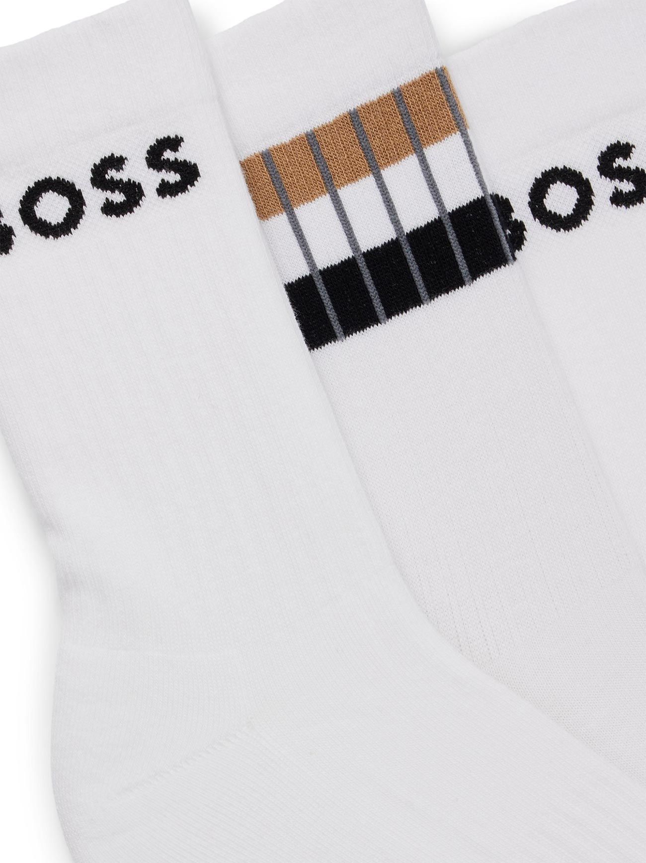 BOSS Mens White 3-Pack QS Rib Stripe Sock | Designerwear