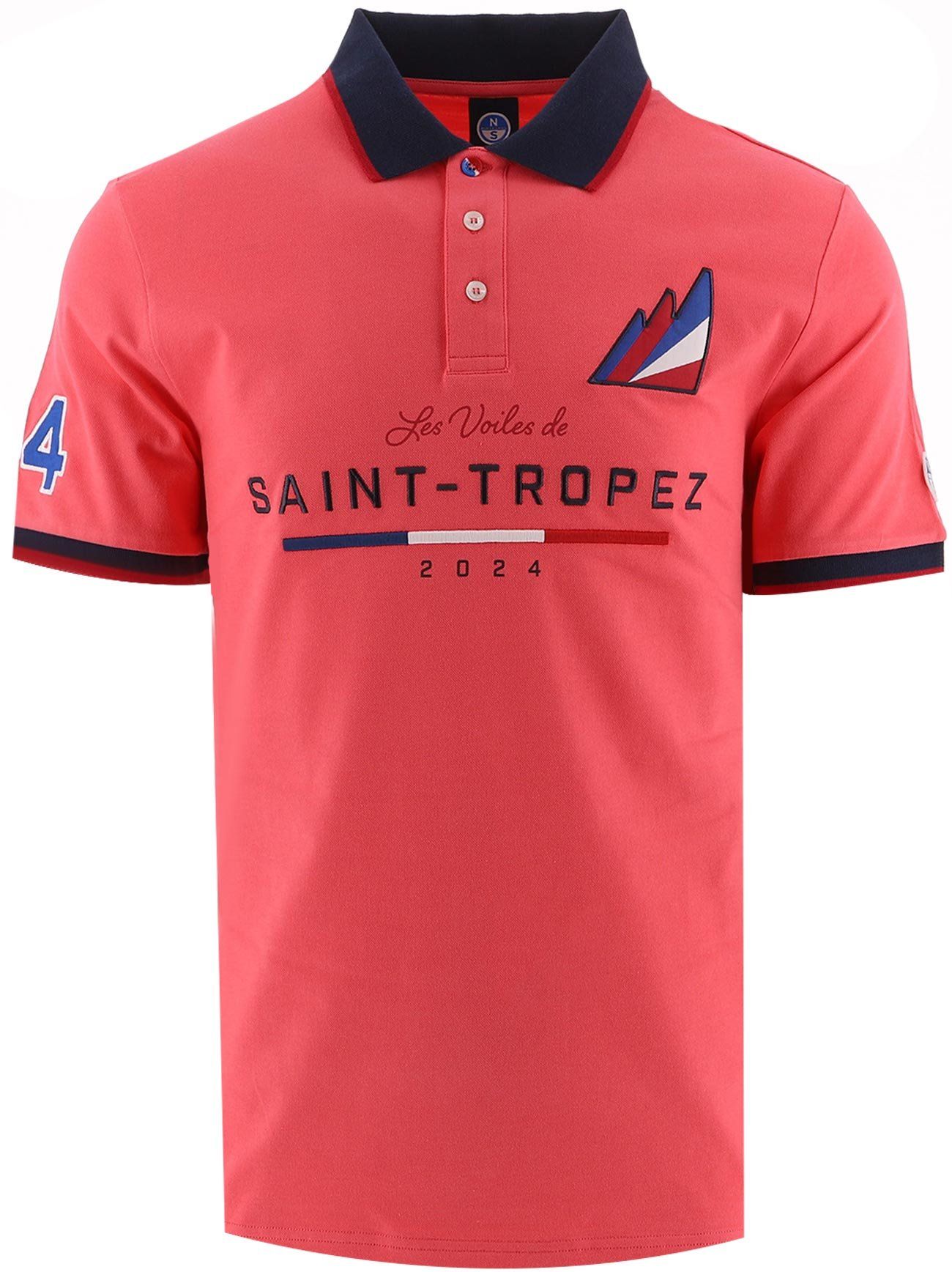 North Sails Mens Calypso Coral Saint-Tropez Polo Shirt | Designerwear