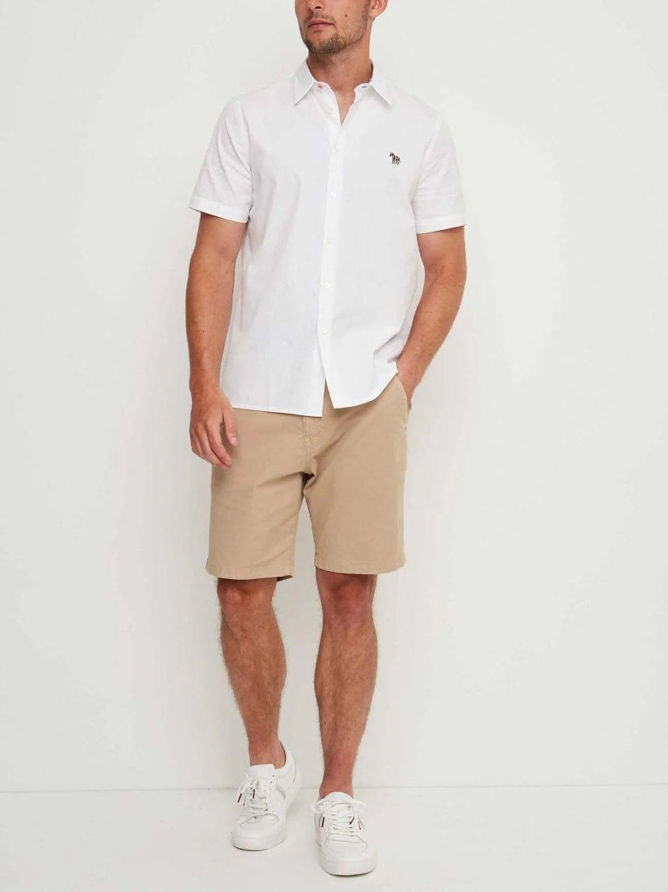Paul Smith Mens Light Beige Broad Stripe Zebra Short | Designerwear