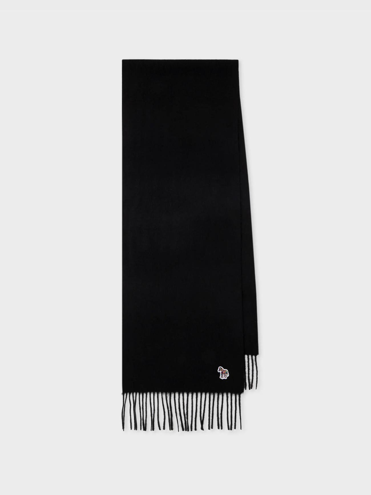 Paul Smith Mens Black PS Zebra Scarf | Designerwear