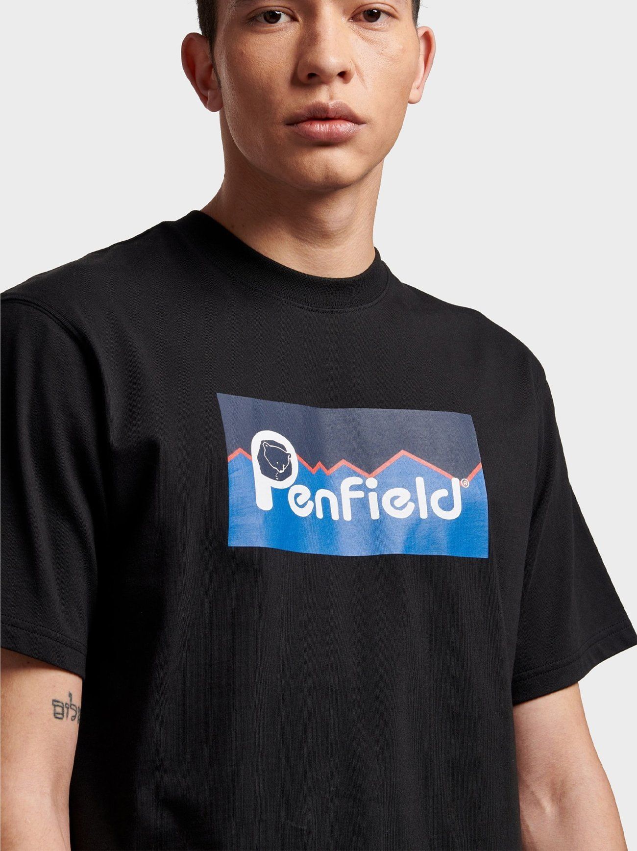 Penfield Mens Black Penfield Original Large Logo T-Shirt | Designerwear