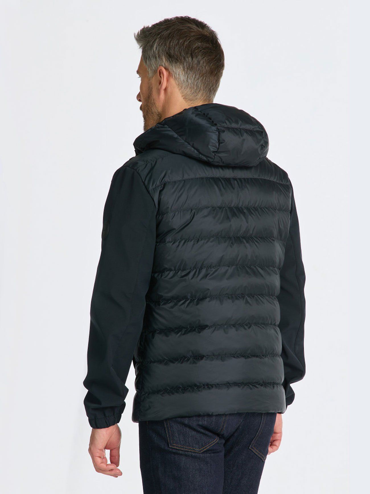 GANT Mens Black Mixed Soft Shell Jacket | Designerwear