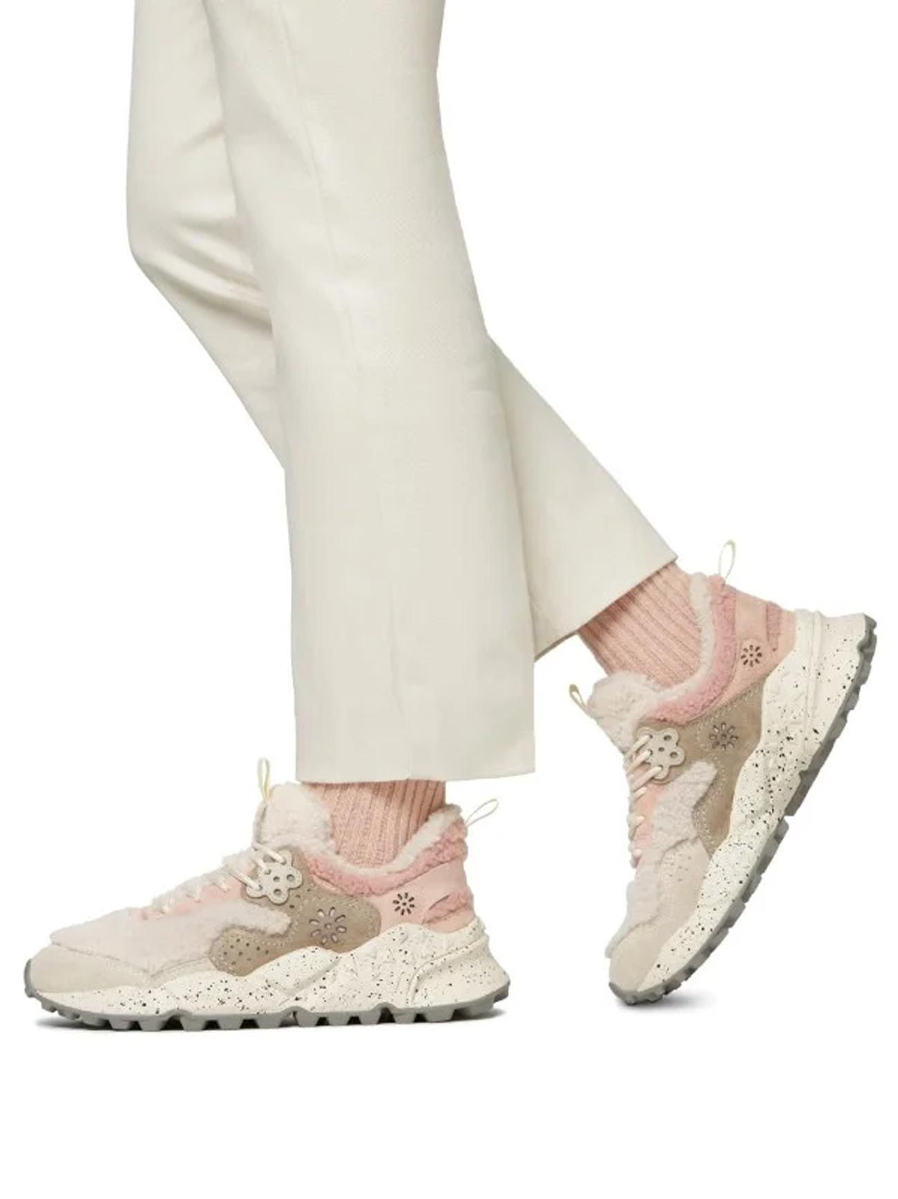 Flower Mountain Womens White & Pink Kotetsu Trainer | Designerwear