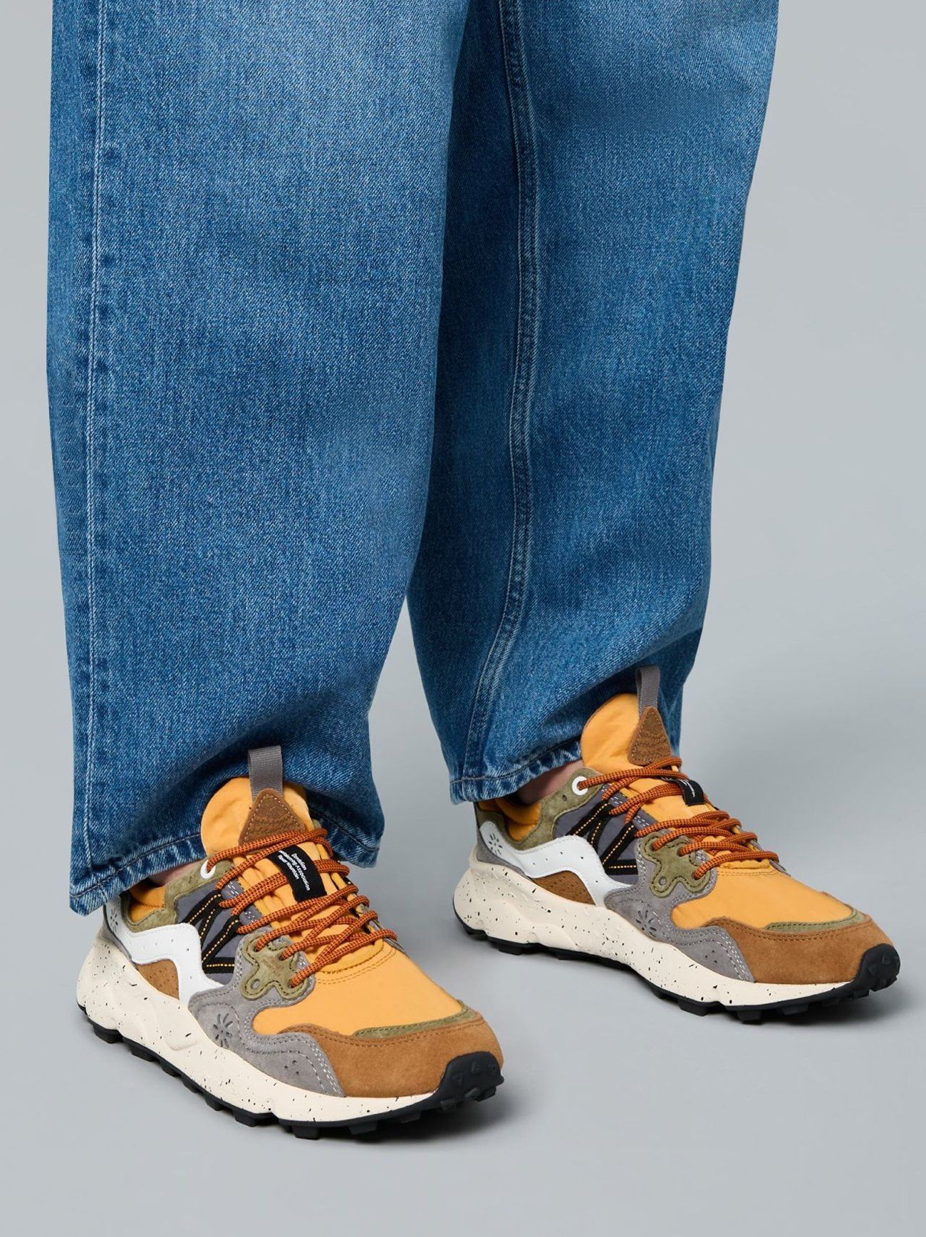 Flower Mountain Mens Warm Brown Mustard Yamano 3 Trainer | Designerwear