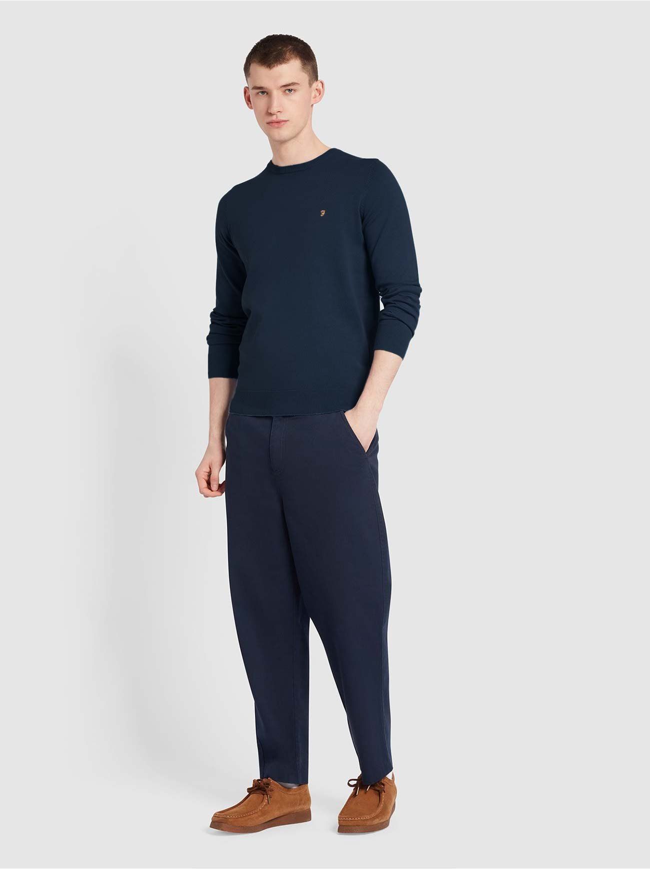 Farah Mens True Navy Mullen Sweater | Designerwear