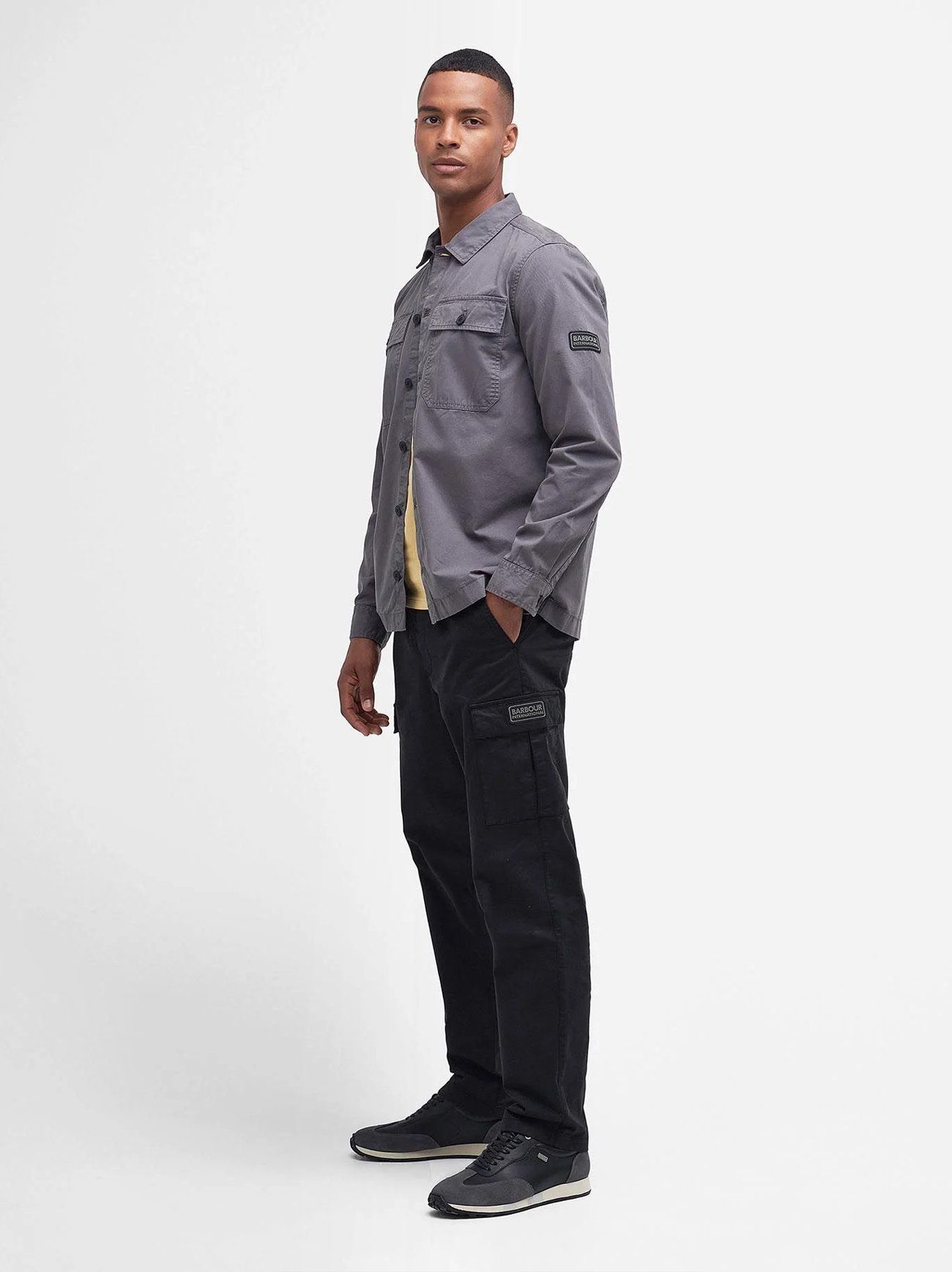 Barbour Mens Night Grey Adey Overshirt | Designerwear