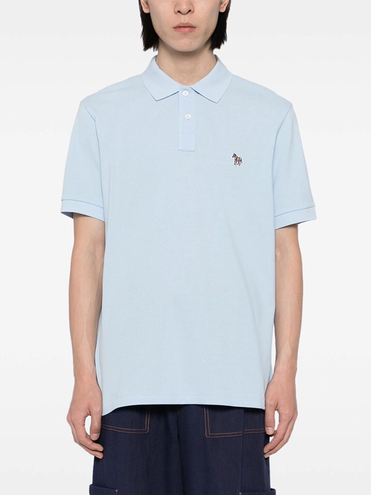 Paul Smith Mens Light Blue Regular Fit Zebra Polo Shirt | Designerwear