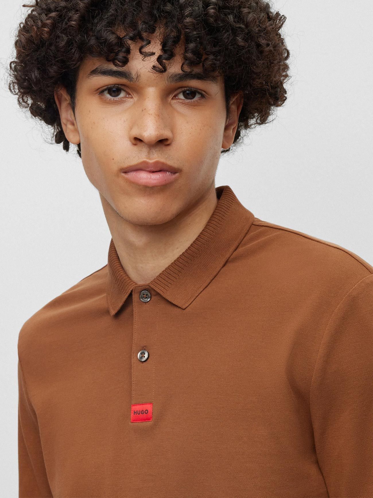 HUGO Mens Rust Copper Deresolo222 Polo Shirt | Designerwear