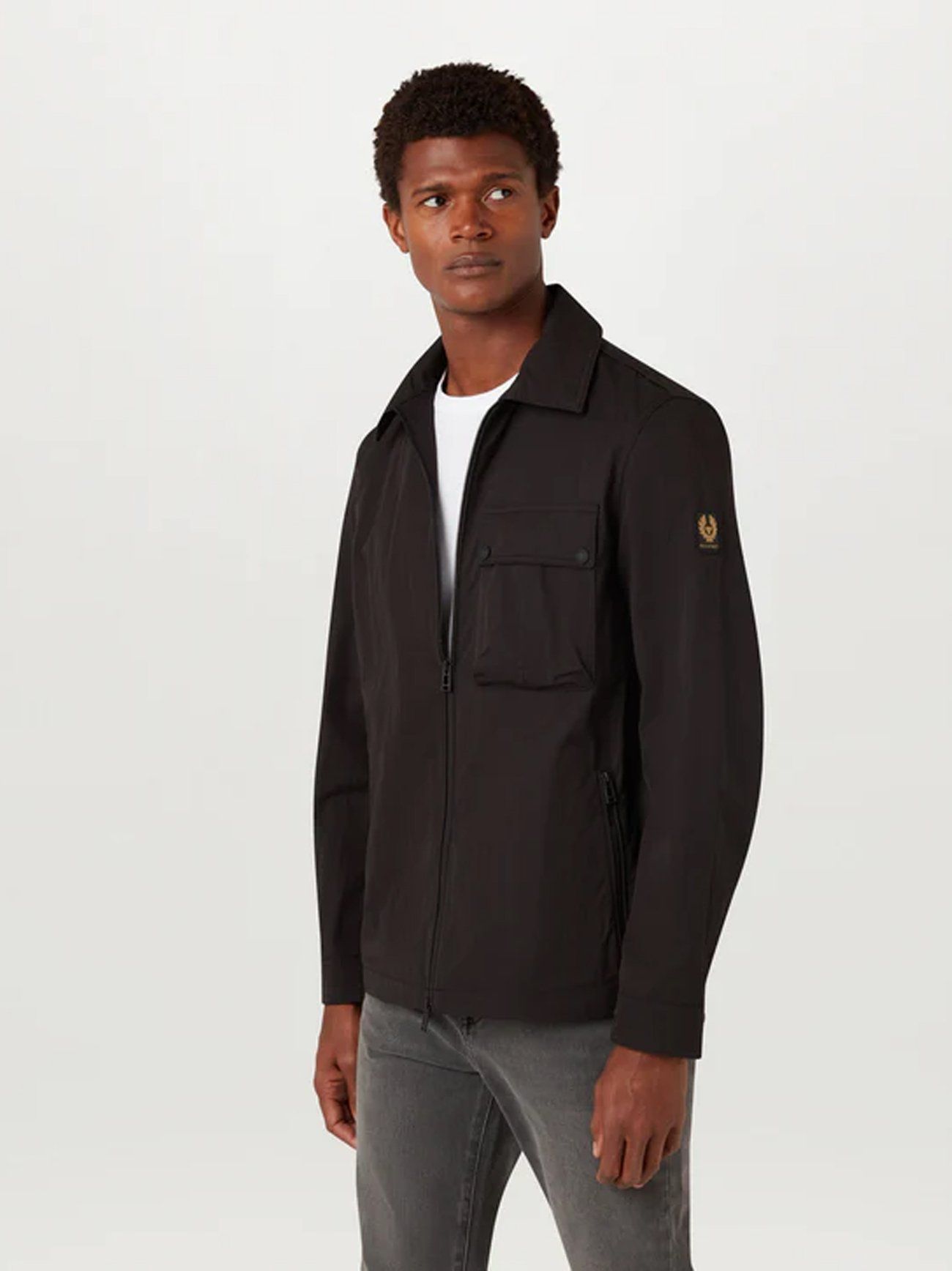 Belstaff Mens Black Drome Overshirt | Designerwear