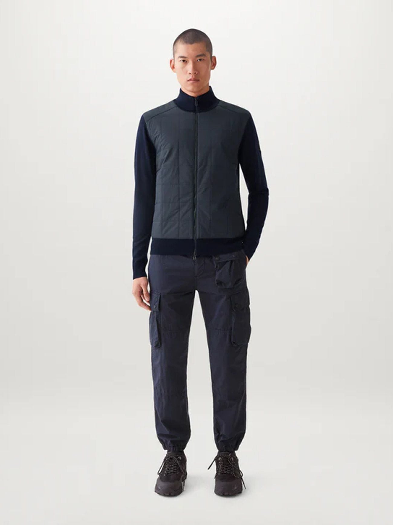 Belstaff Mens Washed Navy Kelbrook Zip Cardigan | Designerwear