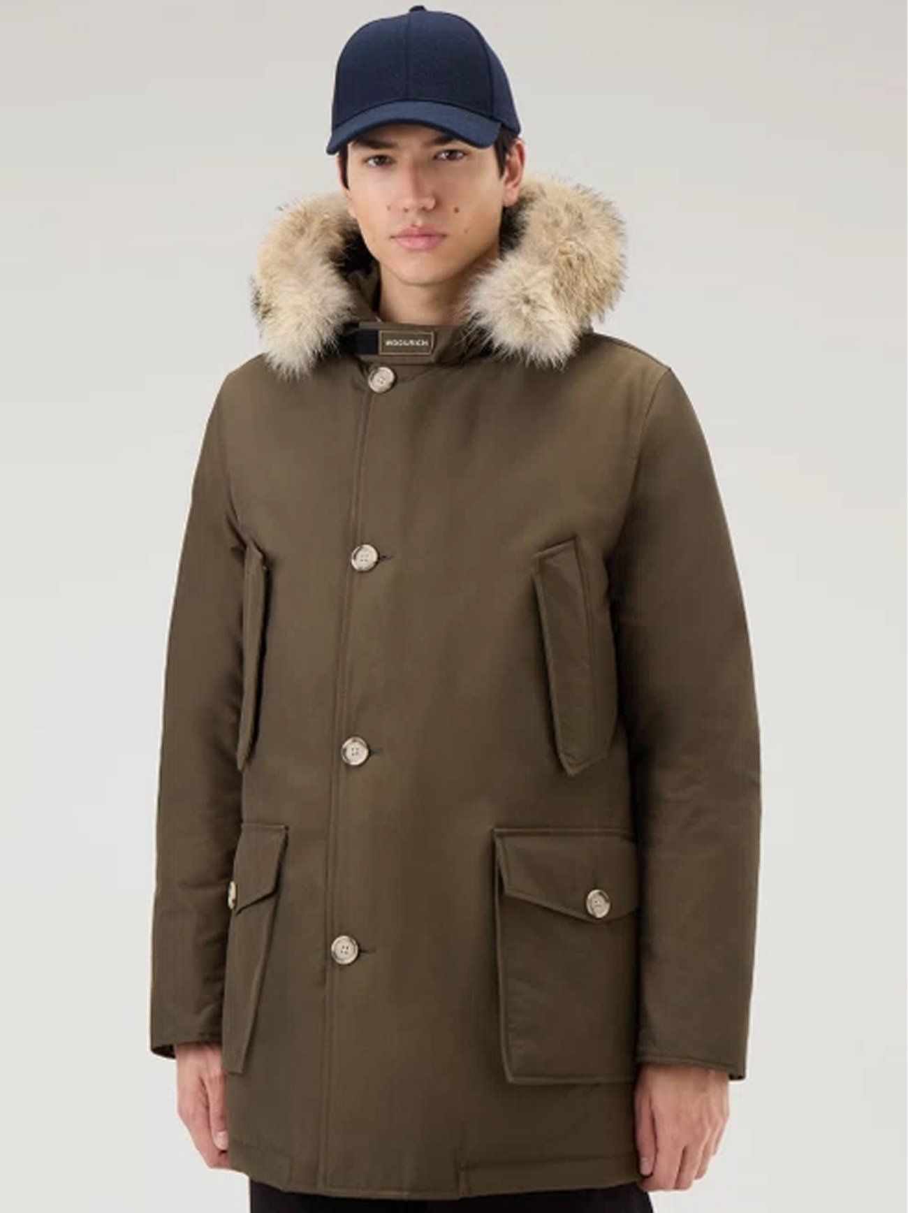 Woolrich Mens Dark Green Arctic Detachable Fur Parka Jacket | Designerwear