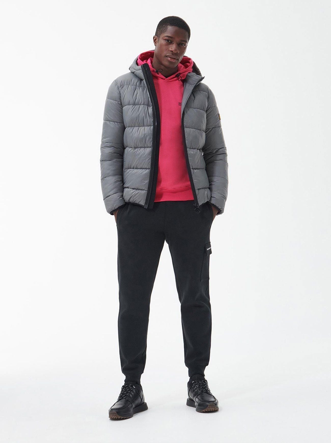 Barbour Mens Slate Grey Bobber Quilted Jacket | Designerwear