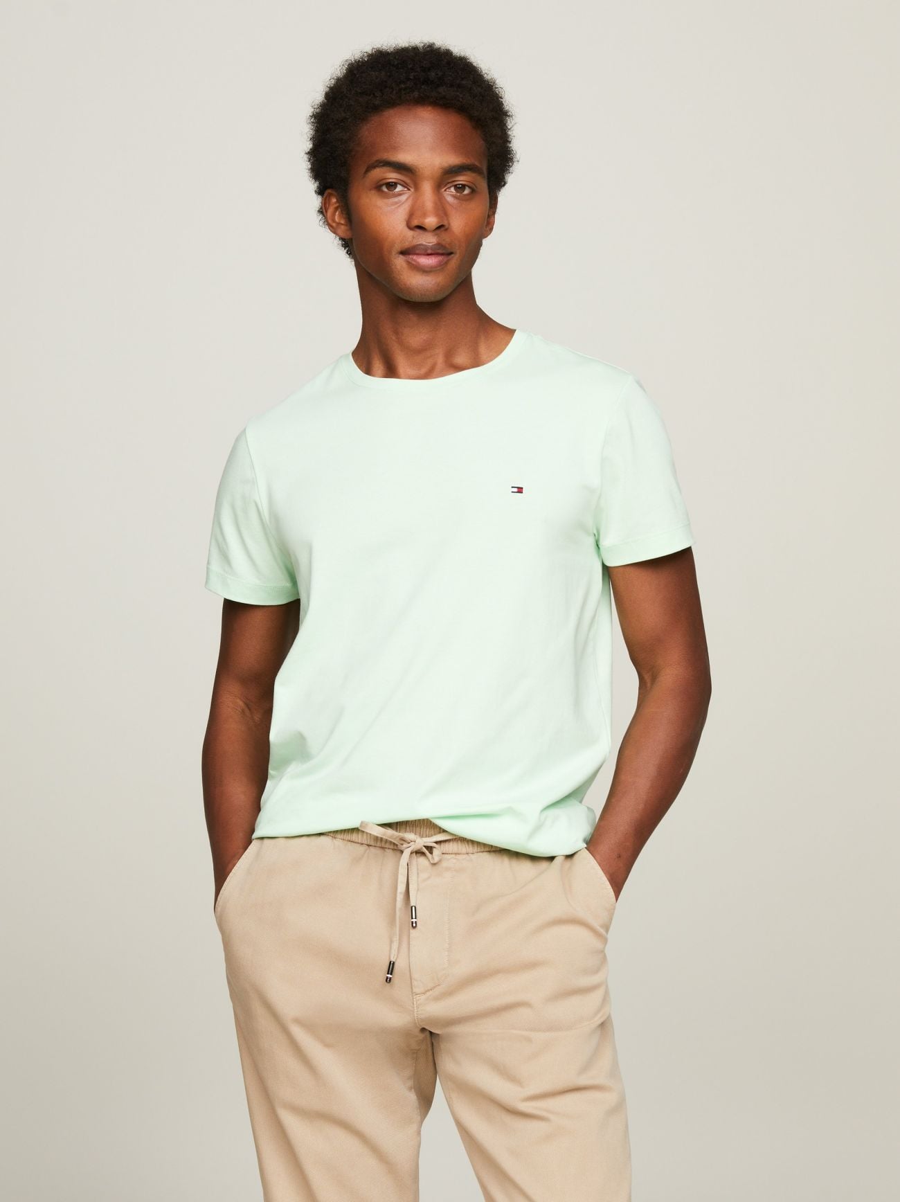 Tommy Hilfiger Mens Mint Gel Stretch Slim Fit T-Shirt | Designerwear