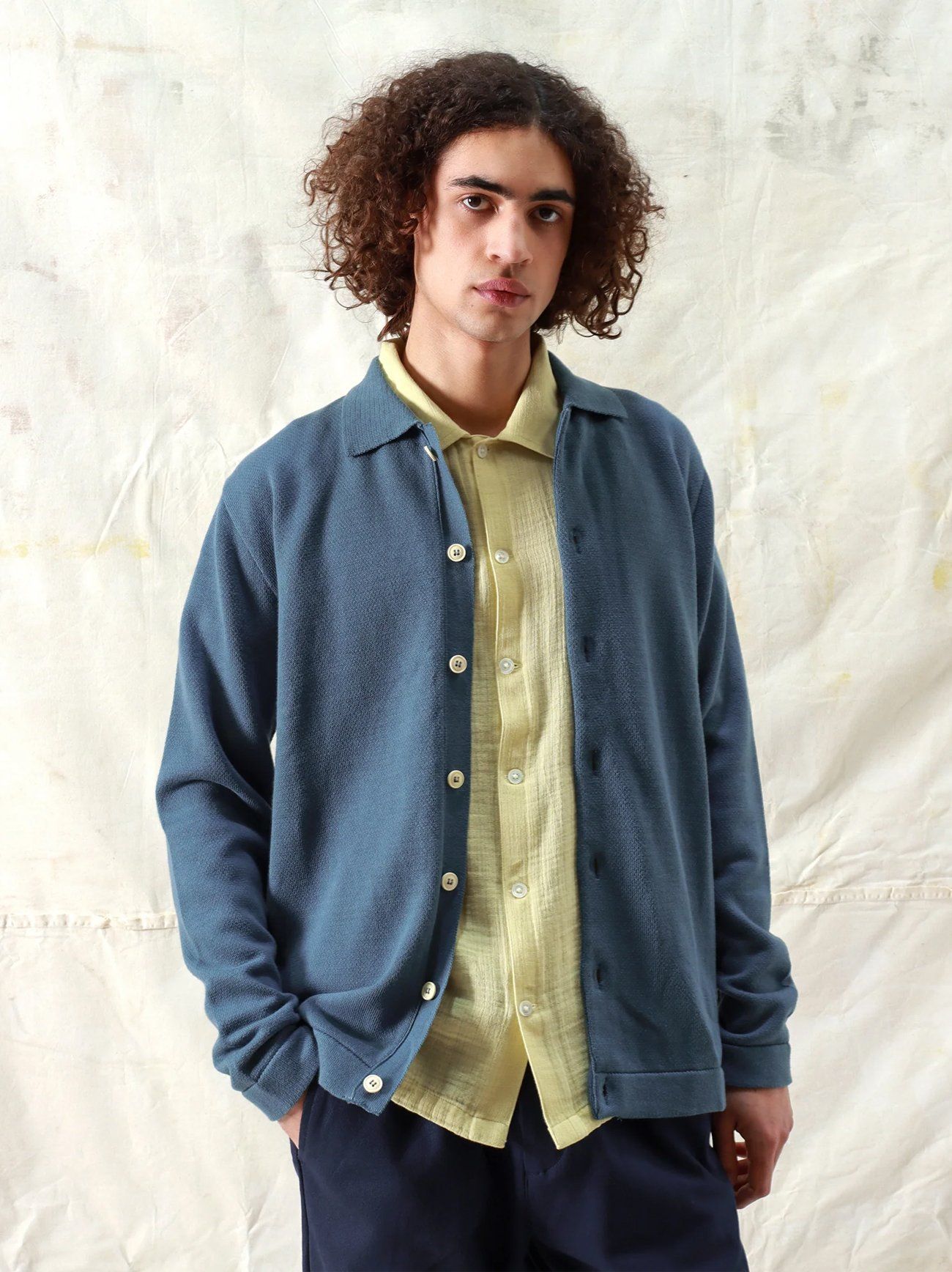 Far Afield Mens Blue Brewer Cardigan | Designerwear