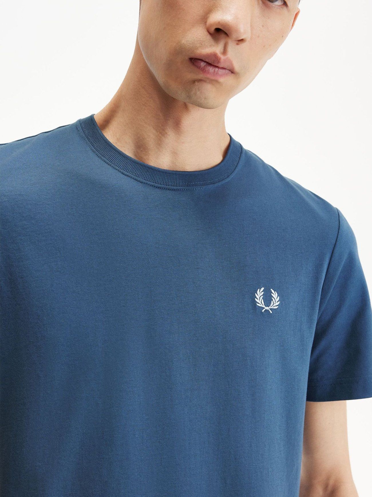 Fred Perry Mens Midnight Blue Light Ice Crew Neck T-Shirt | Designerwear