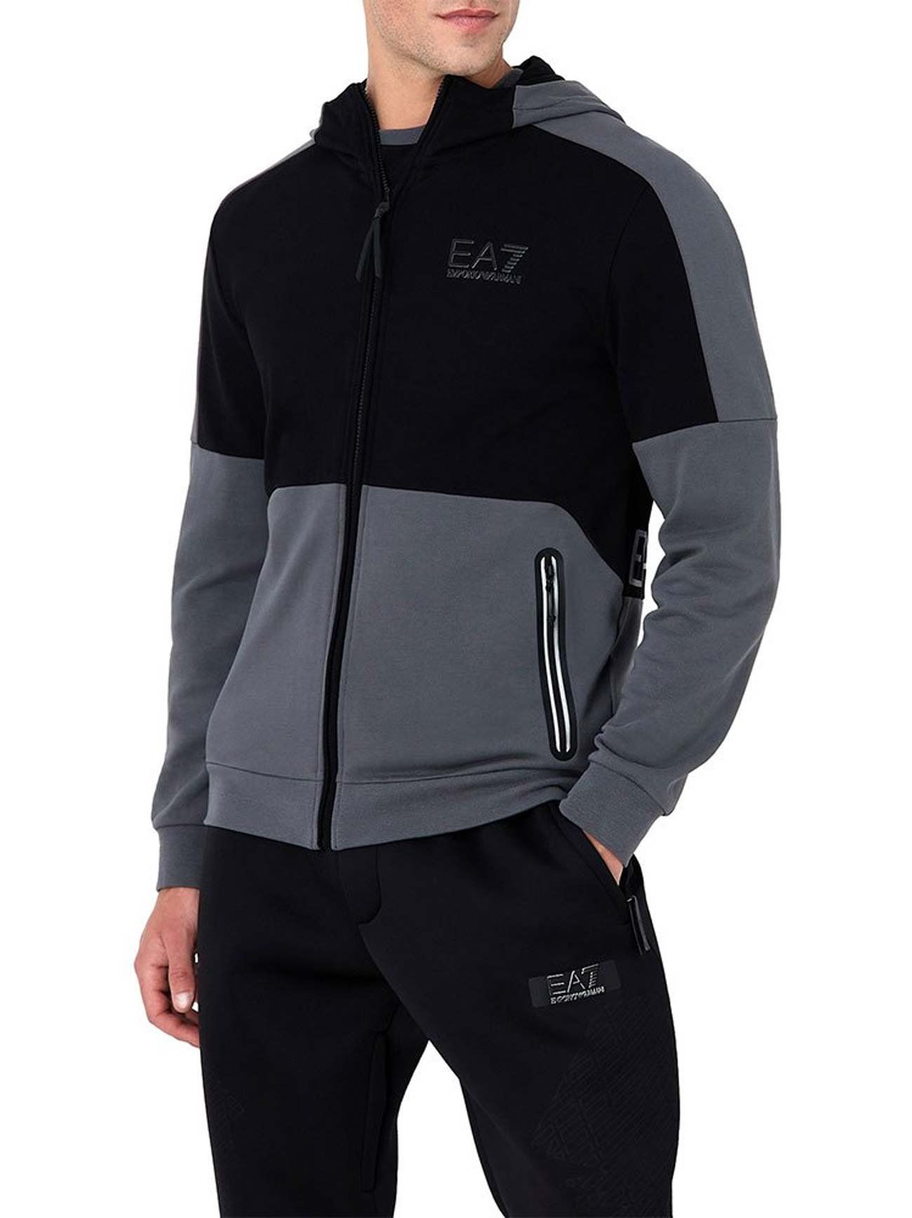 EA7 Mens Iron Gate Logo Hoodie | Designerwear