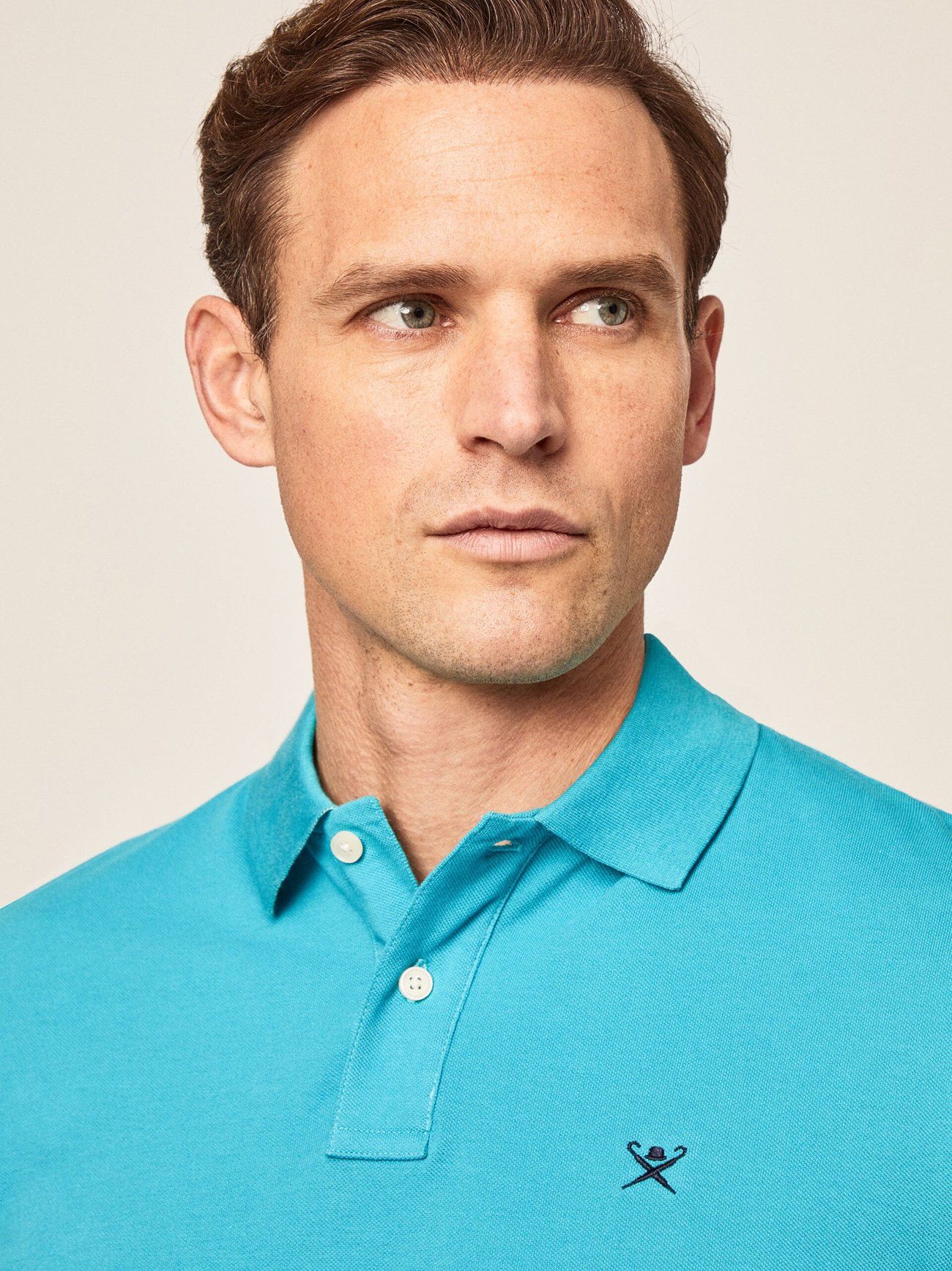 Hackett Mens Azure Green Slim Fit Logo Polo Shirt | Designerwear | Next ...