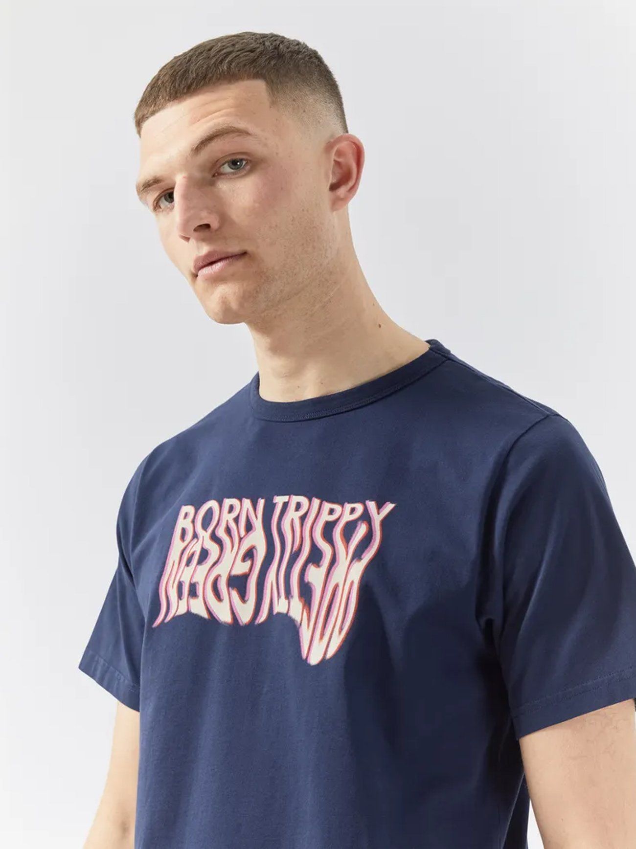 Pretty Green NAVY BORN TRIPPY T-Shirt | Designerwear | Signup for an ...