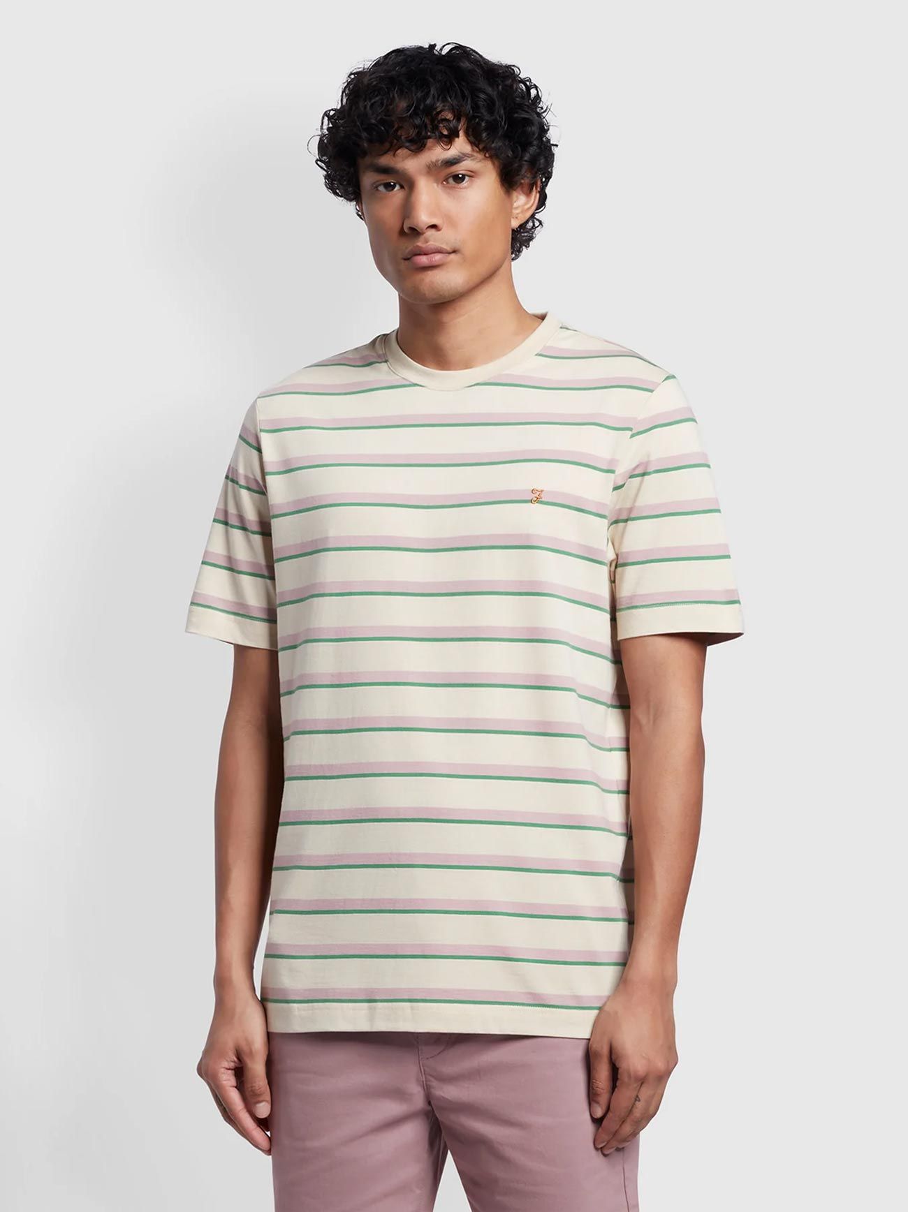 Farah Mens Fog Coxsone Multi Stripe T-Shirt | Designerwear