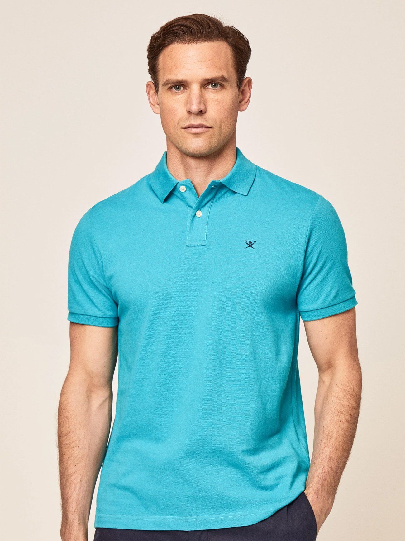 Hackett Mens Azure Green Slim Fit Logo Polo Shirt | Designerwear | Next ...